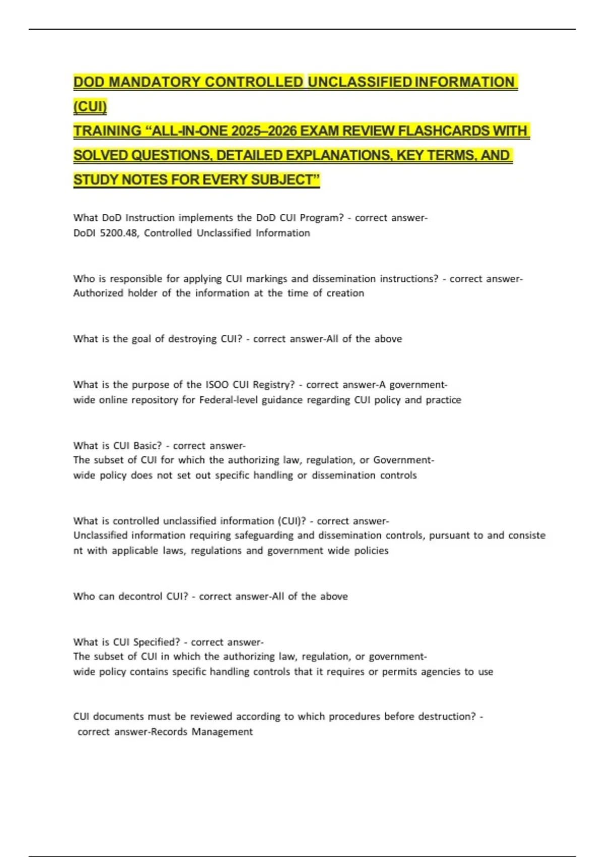 DoD Mandatory Controlled Unclassified Information (CUI) Training – All ...