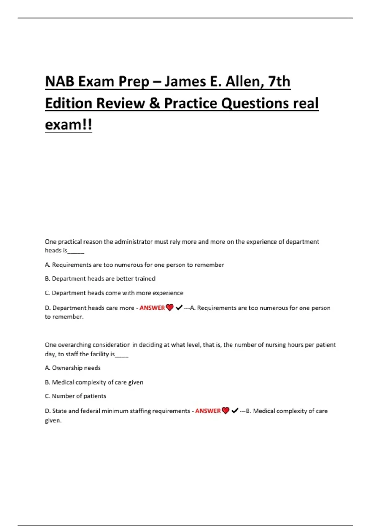 NAB Exam Prep – James E. Allen 7th Edition Review & Practice Questions ...