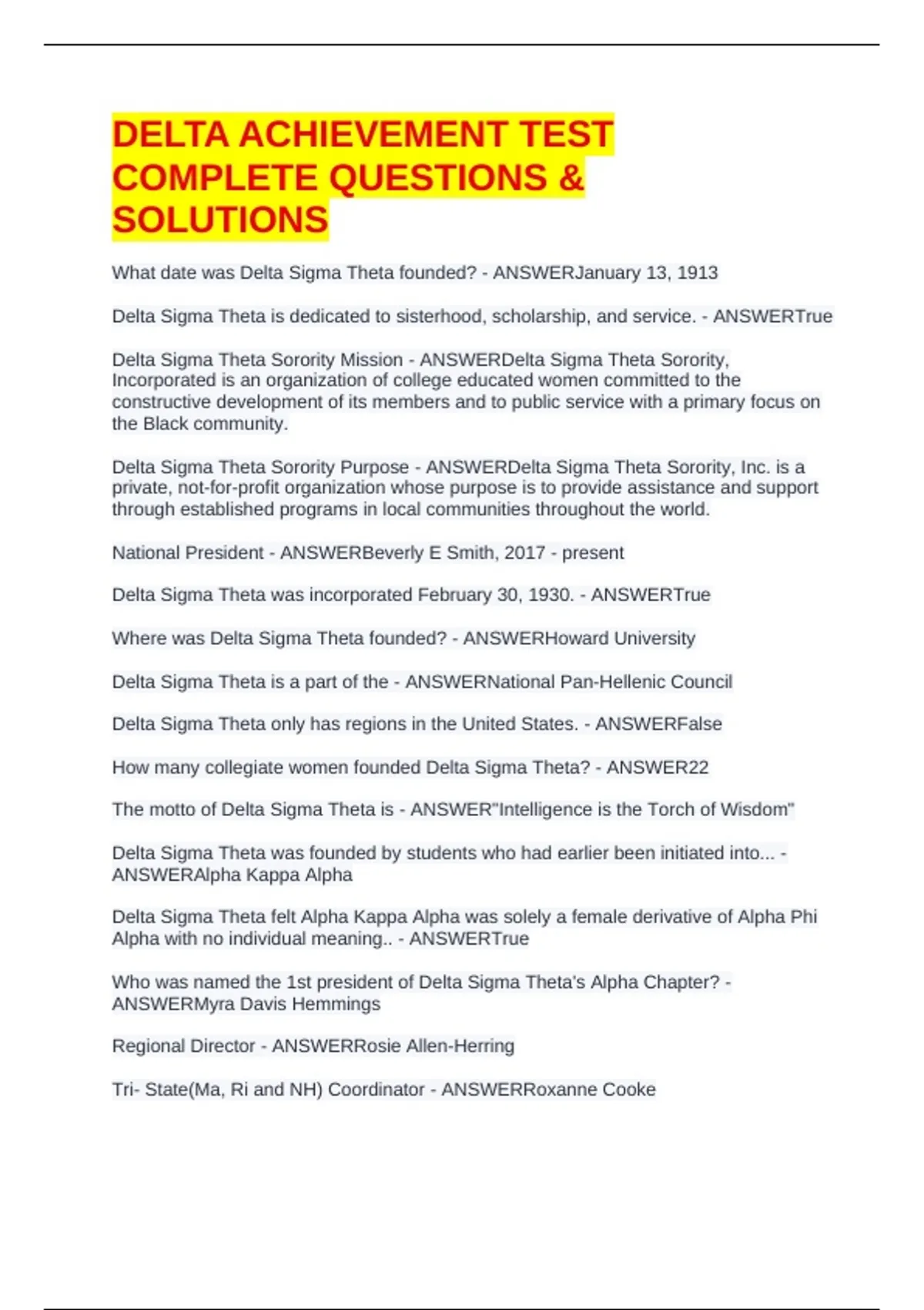 DELTA ACHIEVEMENT TEST COMPLETE QUESTIONS & SOLUTIONS - DELTA ...