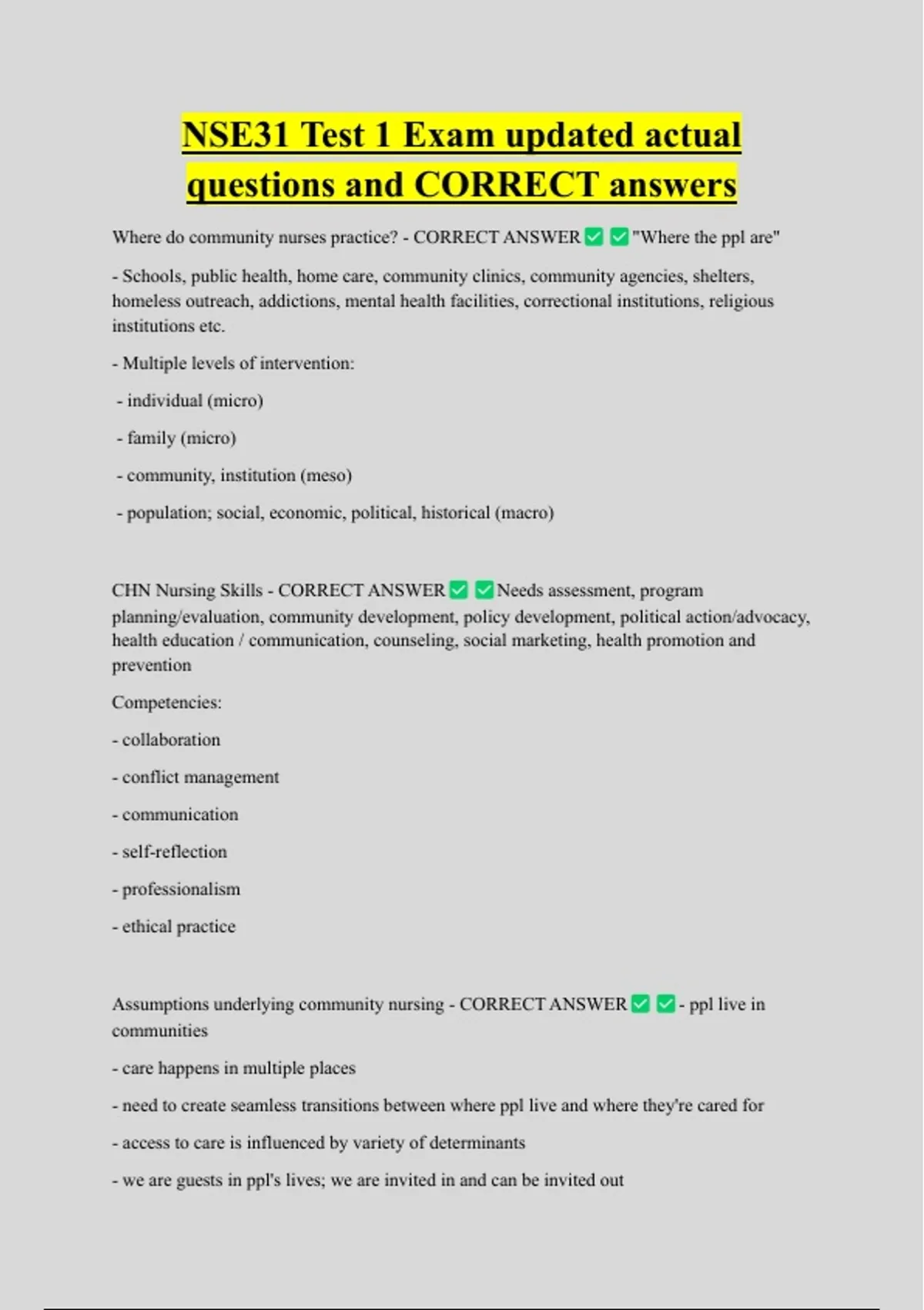 NSE31 Test 1 Exam updated actual questions and CORRECT answers - NSE31 ...