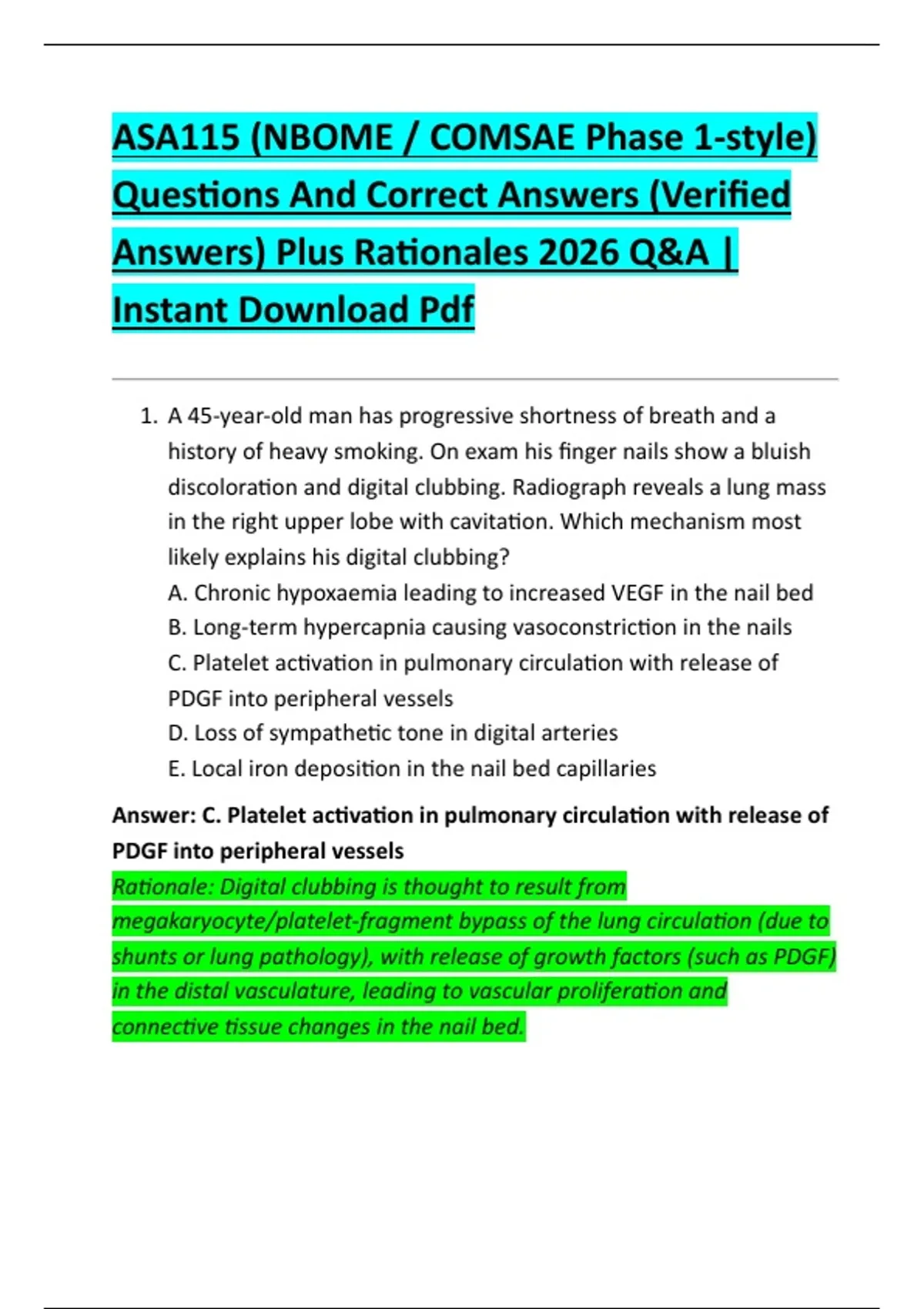 ASA115 (NBOME / COMSAE Phase 1-style) Questions And Correct Answers ...