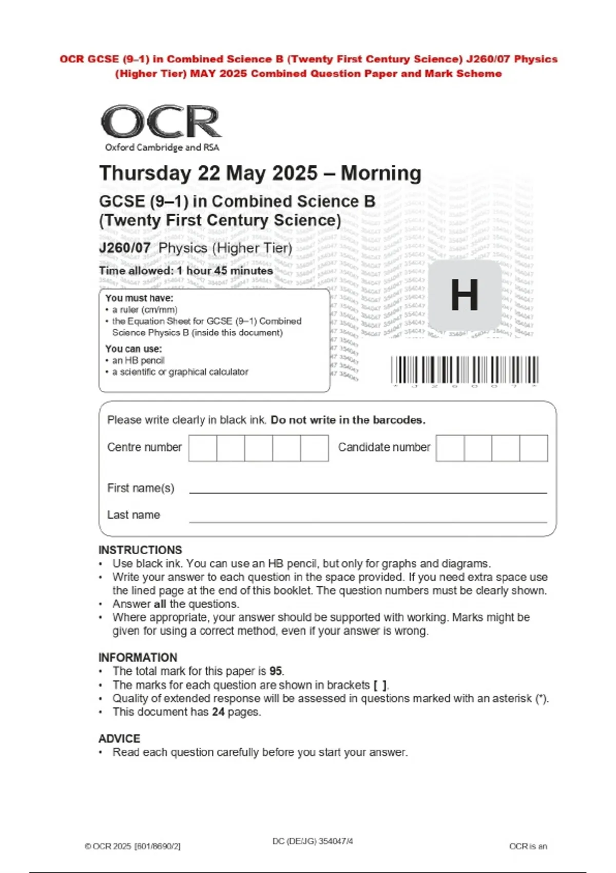 OCR GCSE (9–1) in Combined Science B (Twenty First Century Science ...