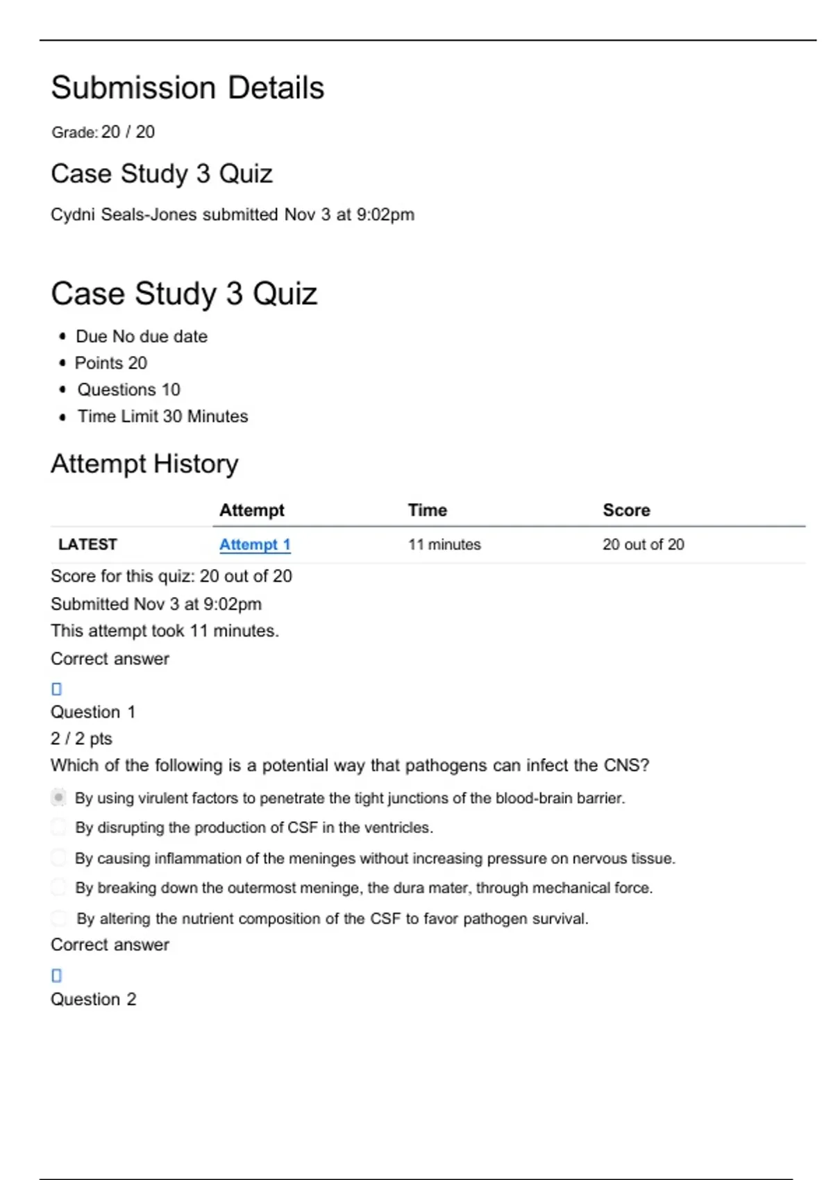 Case Study 3 Quiz BIOD 271/ BIOD271 (Answered latest fall 2025-26 ...