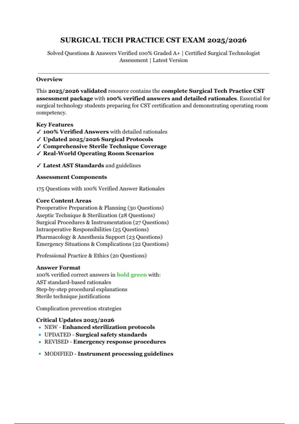Surgical Tech Practice CST Exam 2025/2026 | Solved Questions & Answers ...