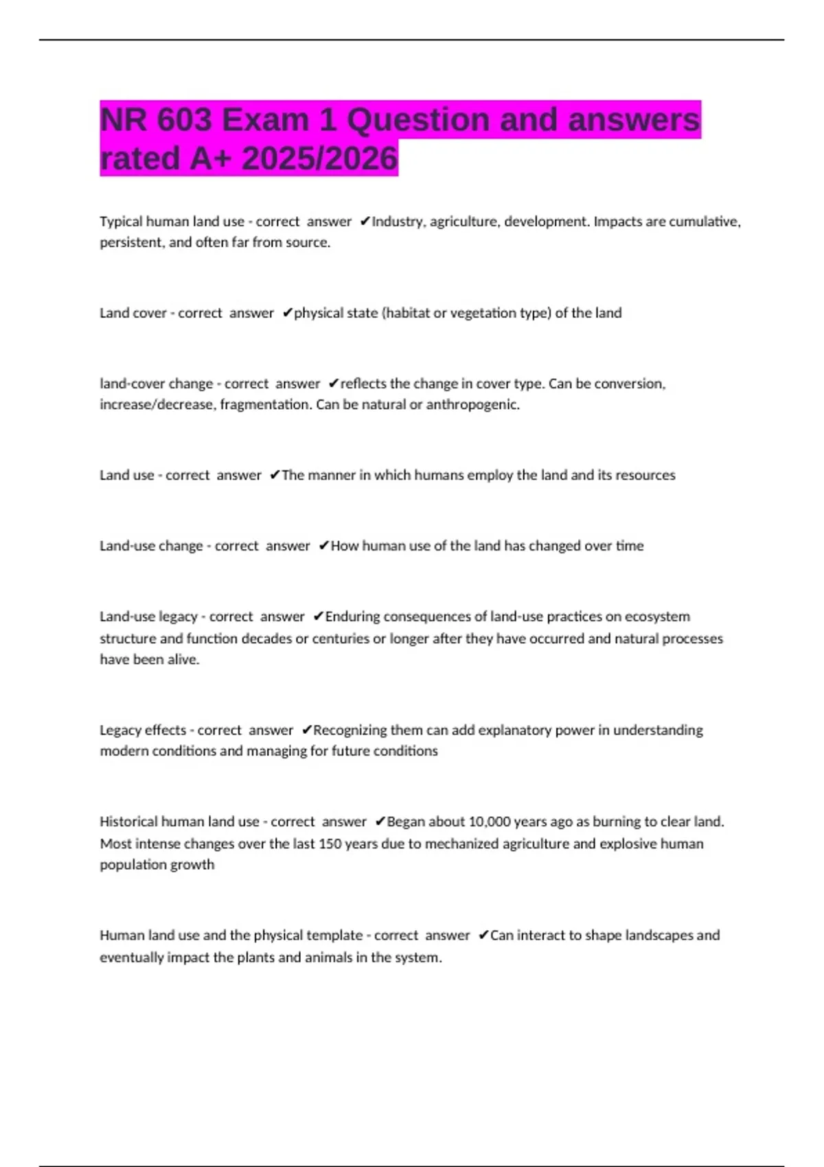 NR 603 Exam 1 Question and answers rated A+ 2025/2026 - NR 603 - Stuvia UK