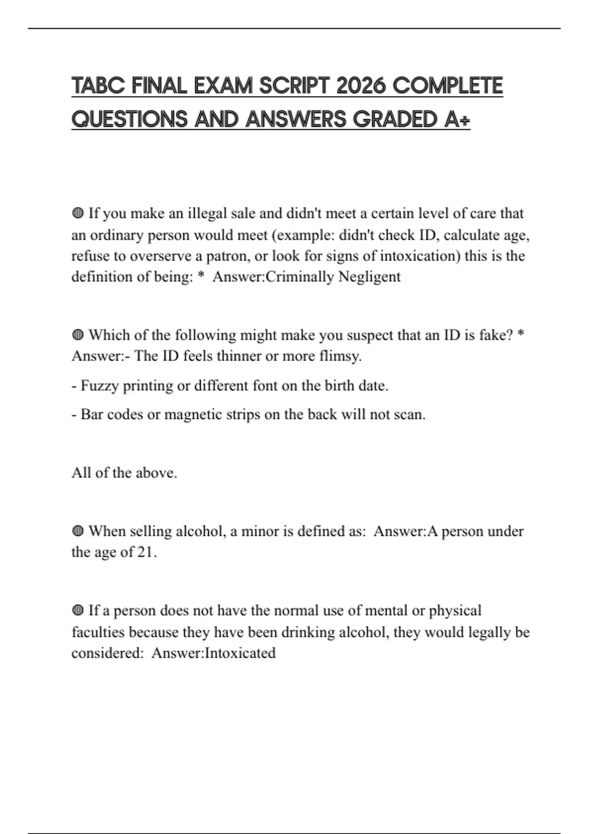 TABC FINAL EXAM SCRIPT 2026 COMPLETE QUESTIONS AND ANSWERS GRADED A+ ...