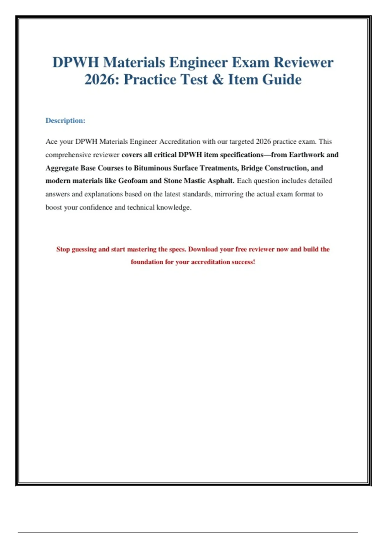 DPWH Materials Engineer Exam 2026: Questions & Answers - DPWH Materials ...