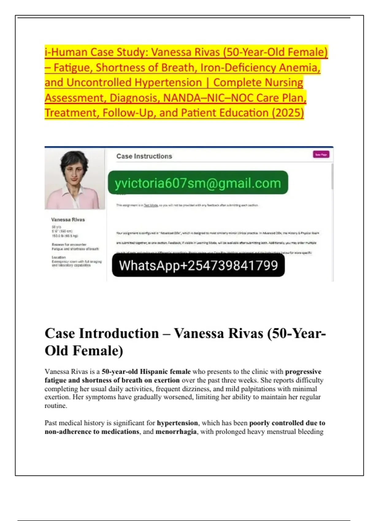 i-Human Case Study: Vanessa Rivas (50-Year-Old Female) – Fatigue ...