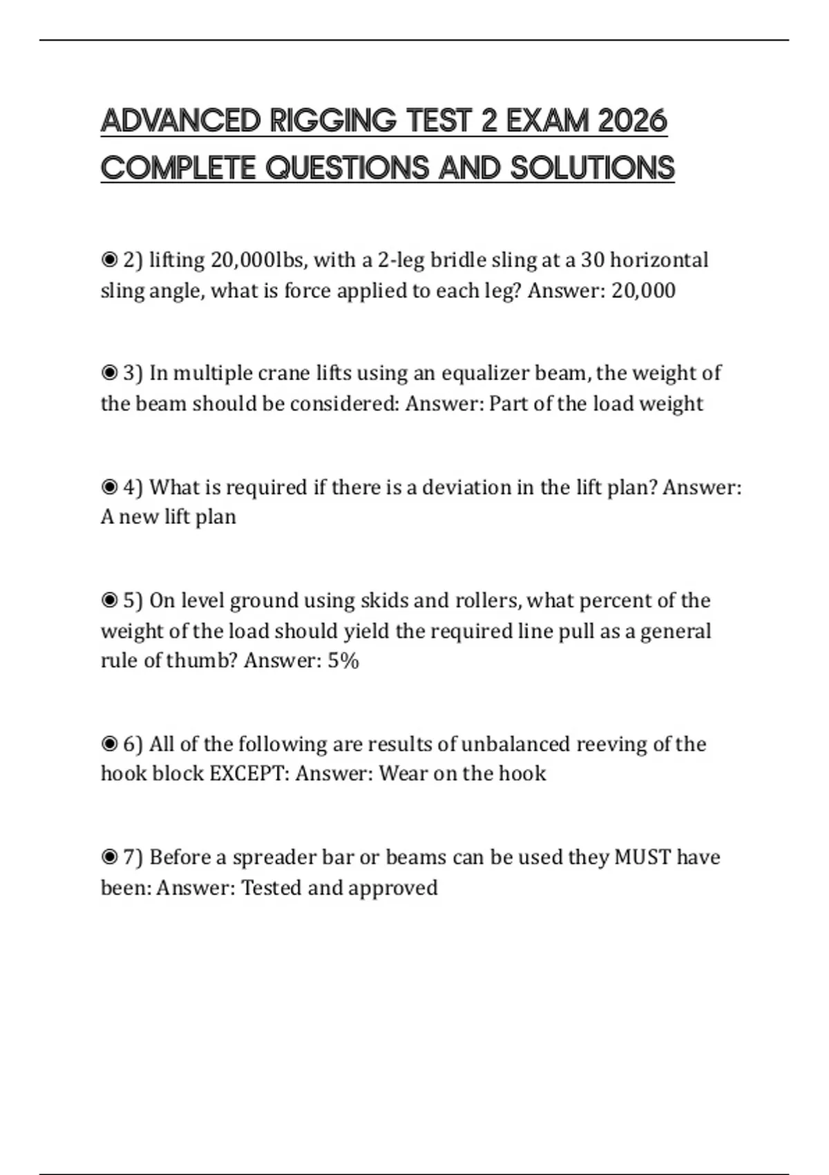 ADVANCED RIGGING TEST 2 EXAM 2026 COMPLETE QUESTIONS AND SOLUTIONS ...