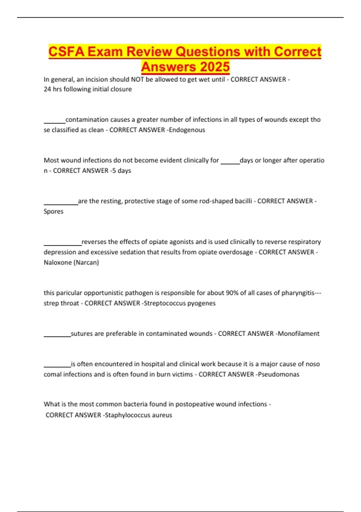 CSFA Exam Review Questions with Correct Answers 2025. - CSFA - Stuvia US