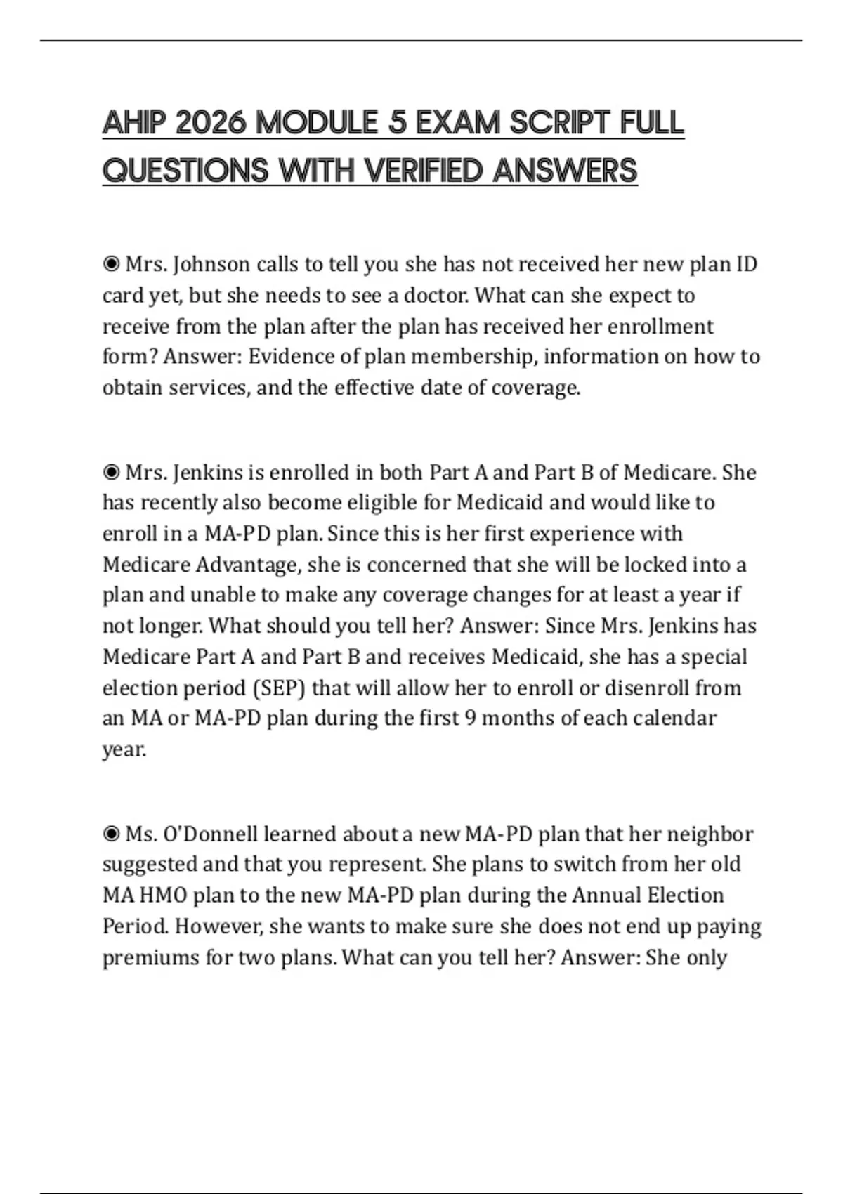 AHIP 2026 MODULE 5 EXAM SCRIPT FULL QUESTIONS WITH VERIFIED ANSWERS ...