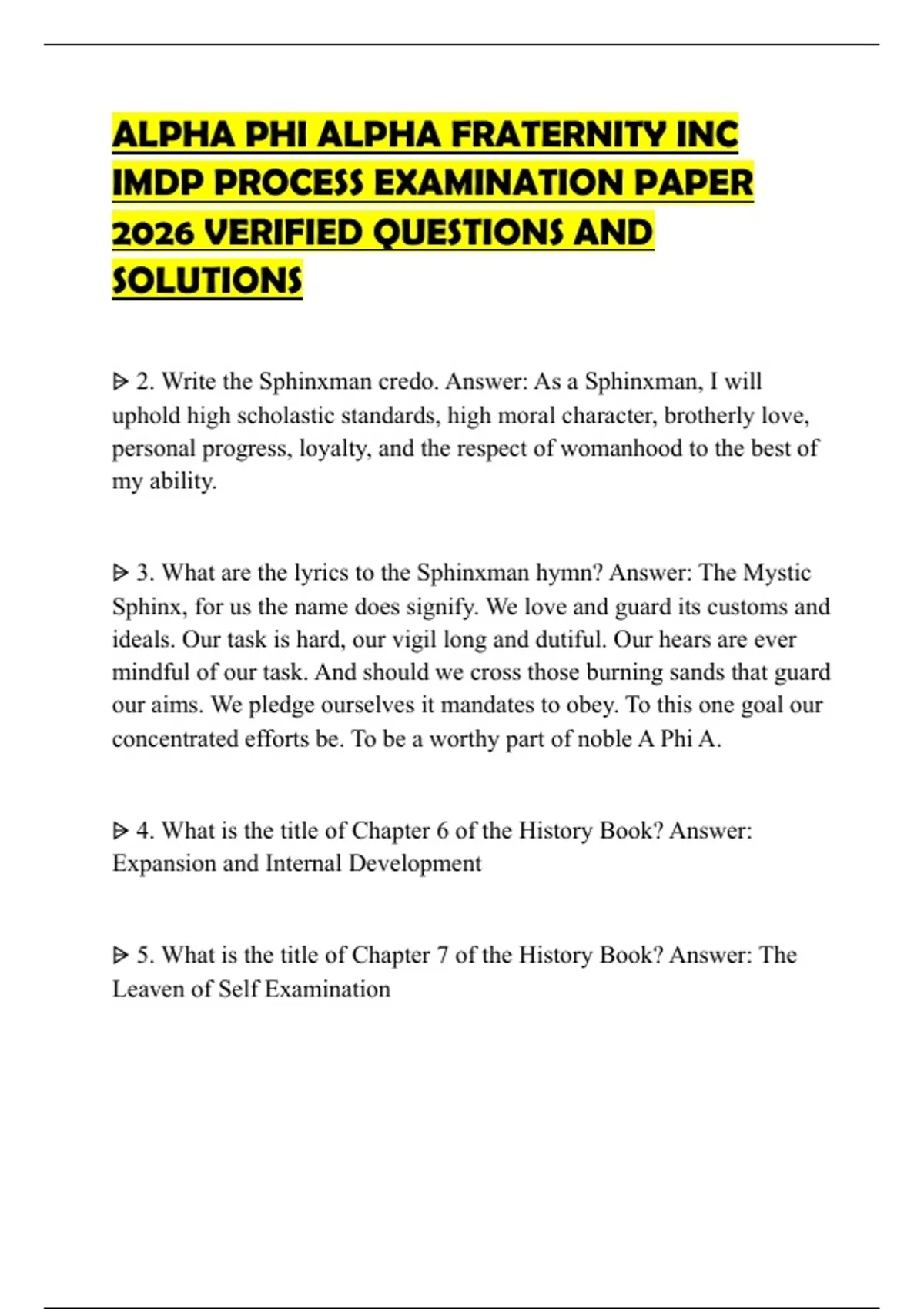 ALPHA PHI ALPHA FRATERNITY INC IMDP PROCESS EXAMINATION PAPER 2026 ...