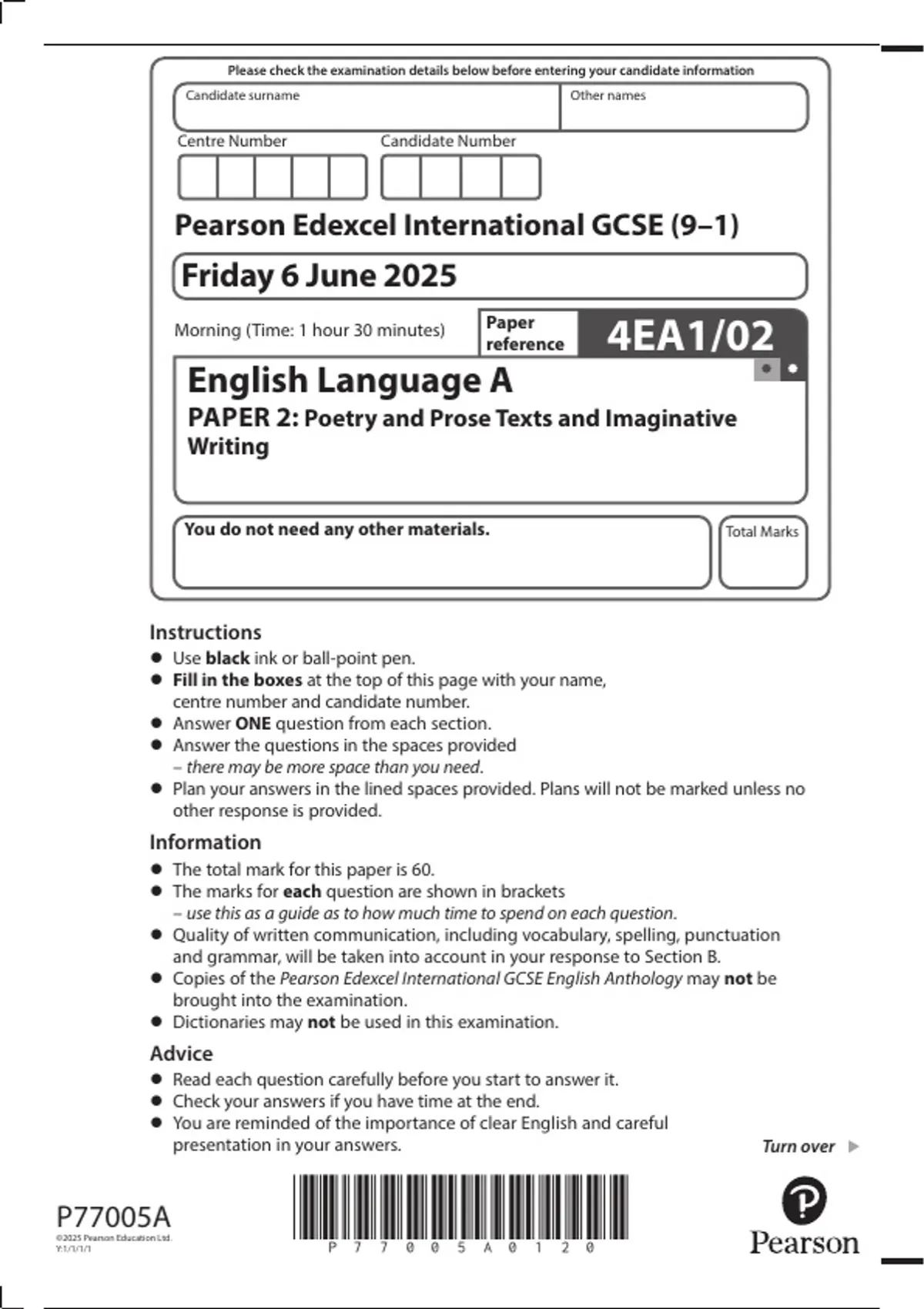 2025 Paper 2 IGCSE Edexcel English Language A - English - Stuvia UK