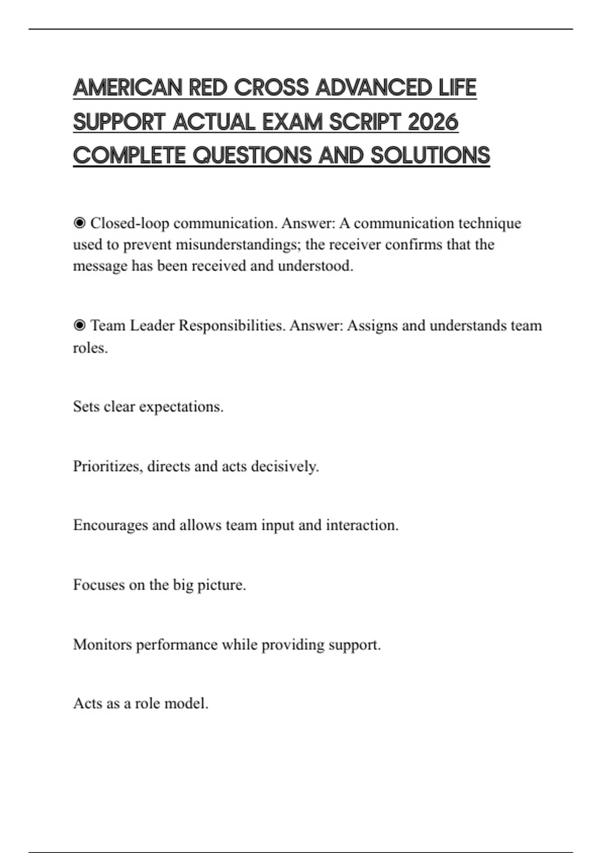 AMERICAN RED CROSS CPR FINAL EXAM SCRIPT 2026 COMPLETE QUESTIONS AND ...
