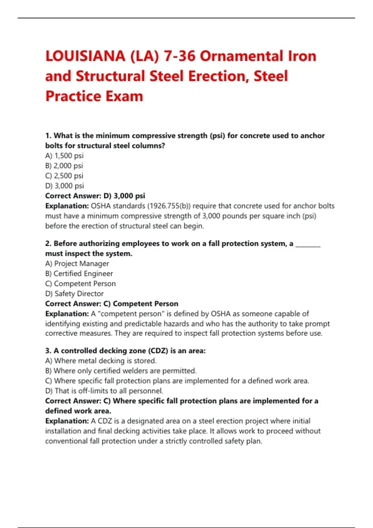 LOUISIANA (LA) 7-36 Ornamental Iron and Structural Steel Erection ...