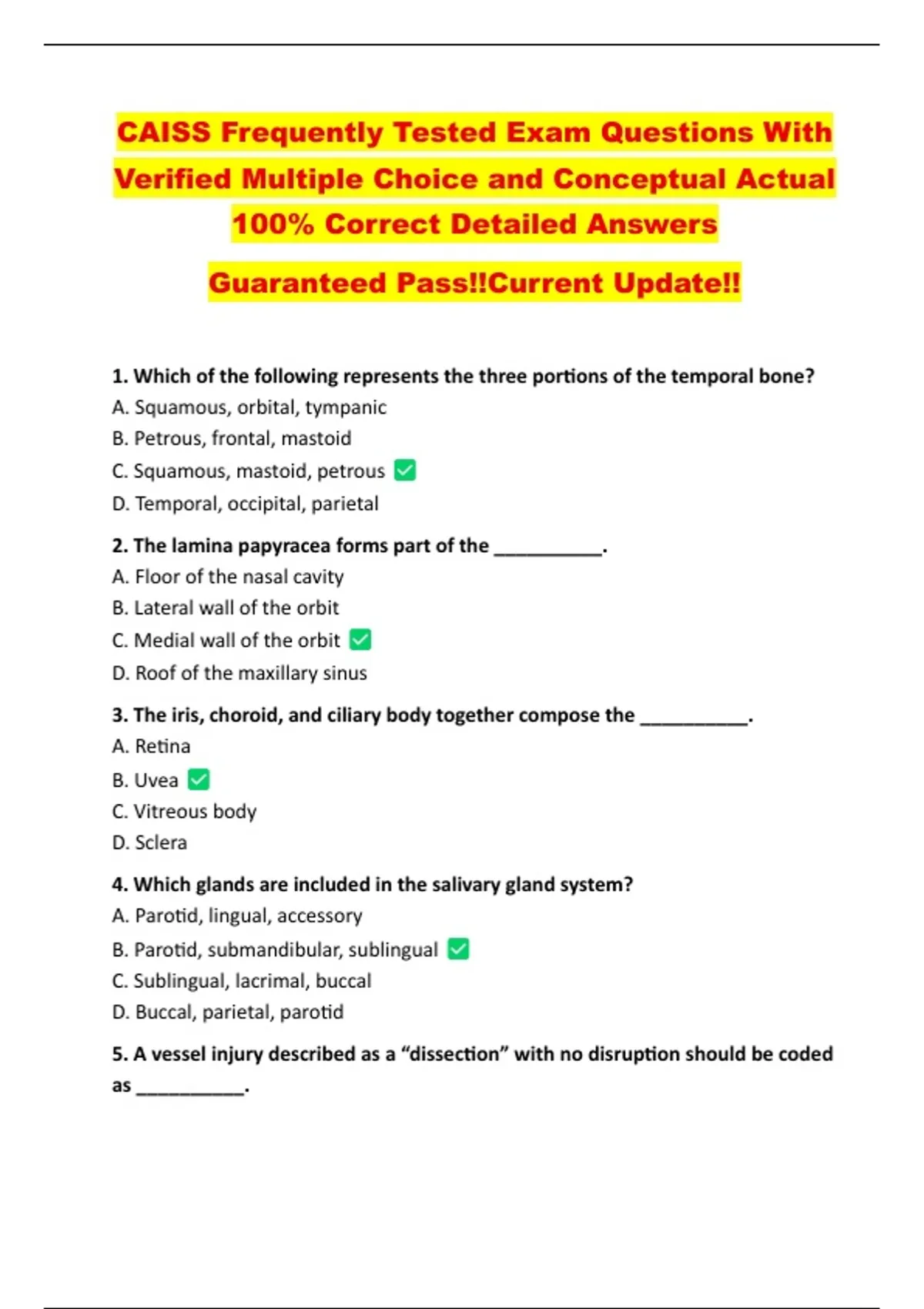 CAISS Frequently Tested Exam Questions With Verified Multiple Choice ...