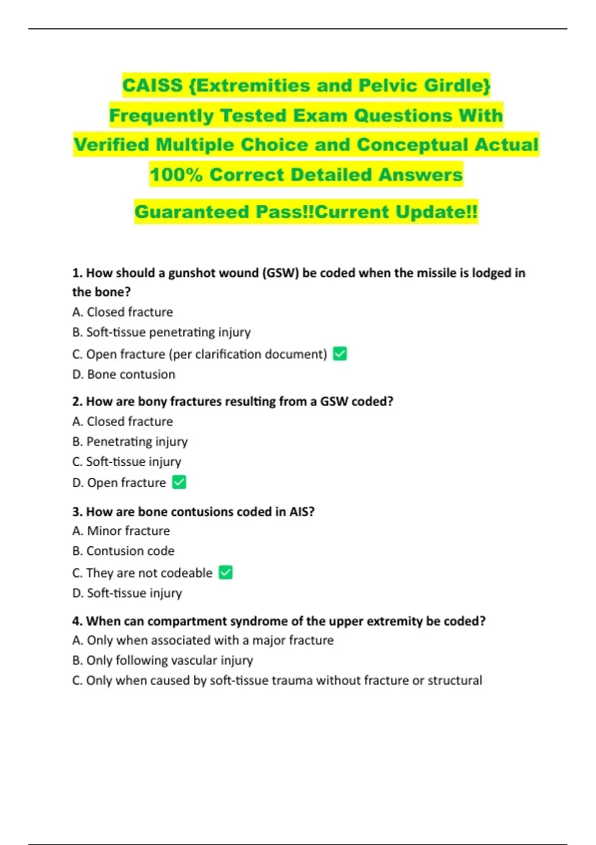 CAISS {Extremities and Pelvic Girdle} Frequently Tested Exam Questions ...