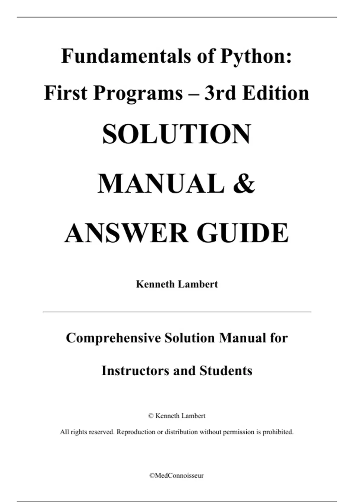 Complete Solutions Manual & Answer Guide — Fundamentals of Python: First Programs, 3rd Edition ...