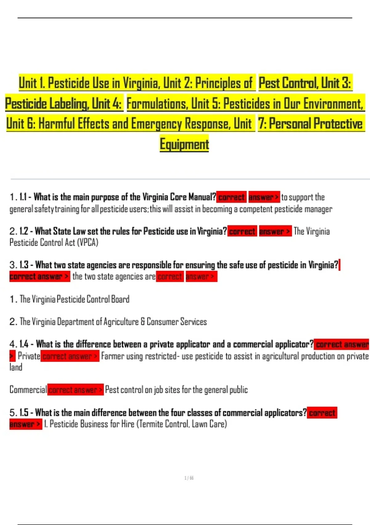 Unit 1. Pesticide Use in Virginia, Unit 2: Principles of Pest Control ...