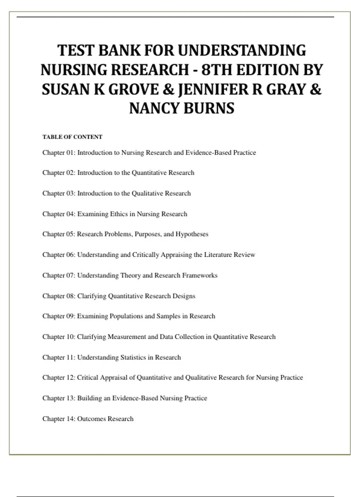Updated Understanding Nursing Research Building an Evidence-Based Practice 8th Edition Susan K ...