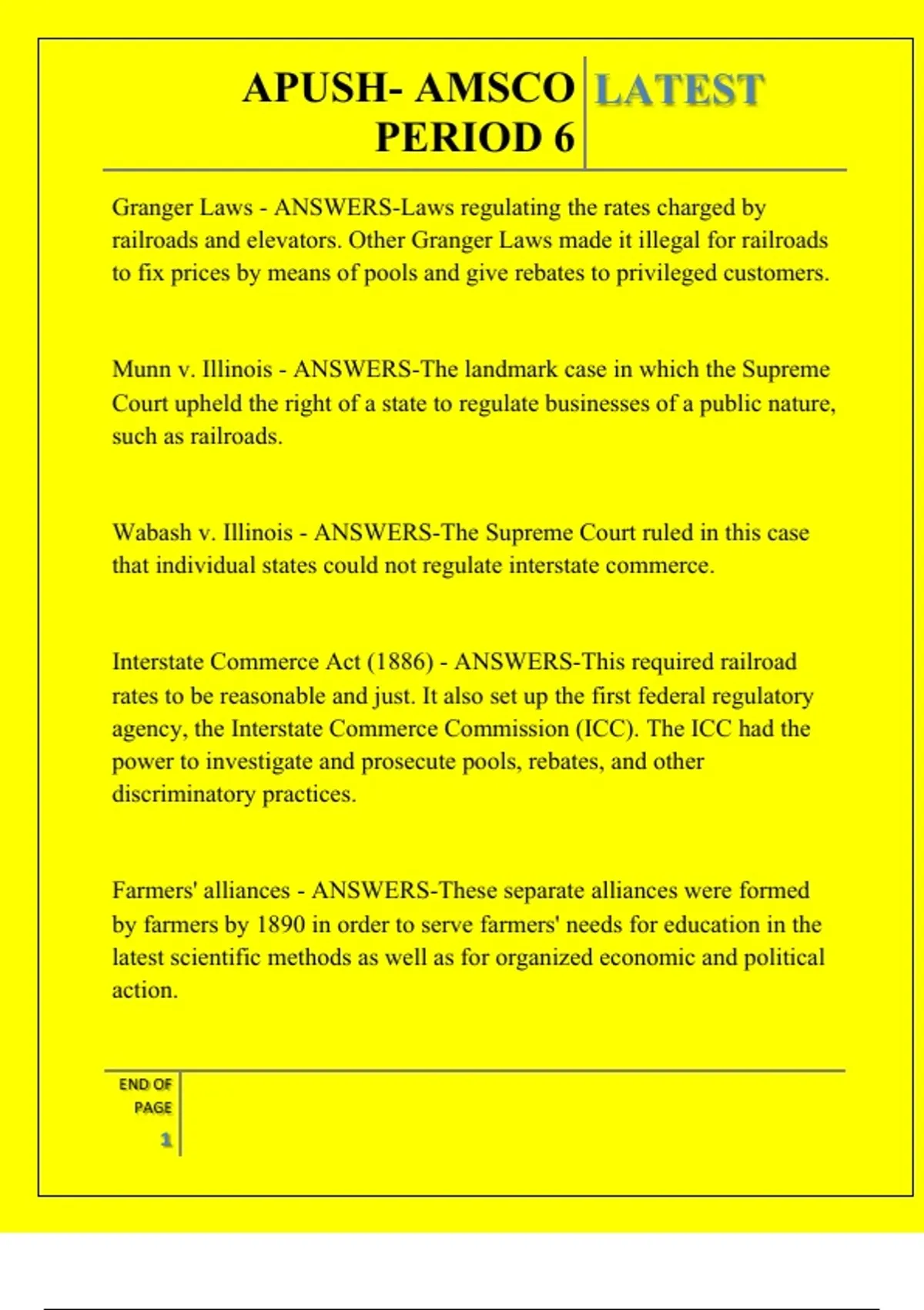 APUSH- AMSCO PERIOD 6 QUESTIONS AND ANSWERS 2026 - APUSH- AMSCO PERIOD ...