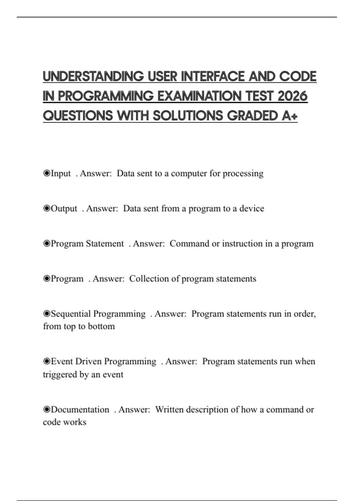 UNDERSTANDING USER INTERFACE AND CODE IN PROGRAMMING EXAMINATION TEST ...
