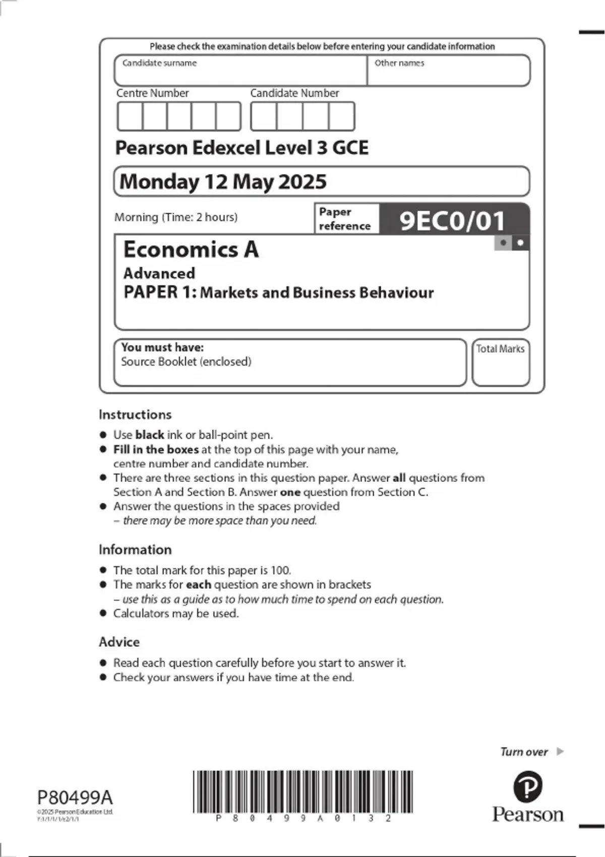 Edexcel Advanced Economics A Paper 1 | Revision, Past Papers (2025 ...
