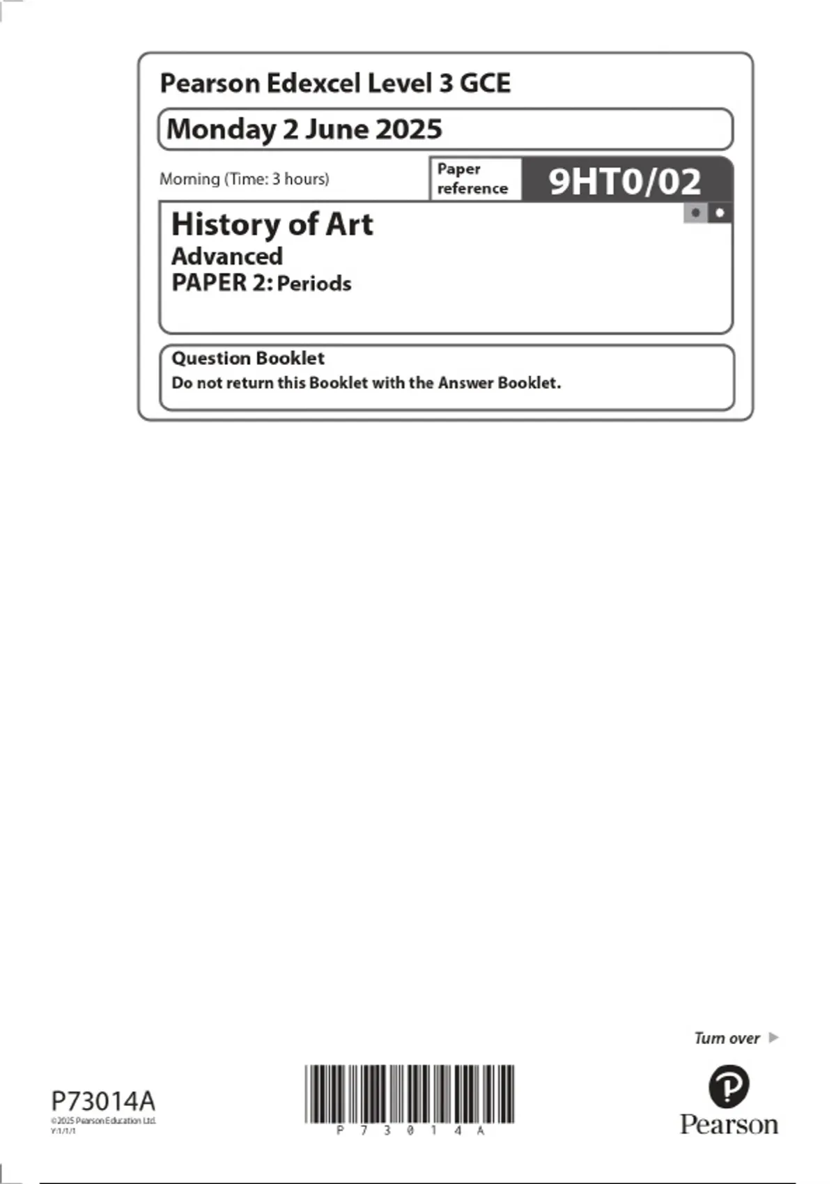 Pearson Edexcel Level 3 GCE History of Art Advanced PAPER 2: Periods ...