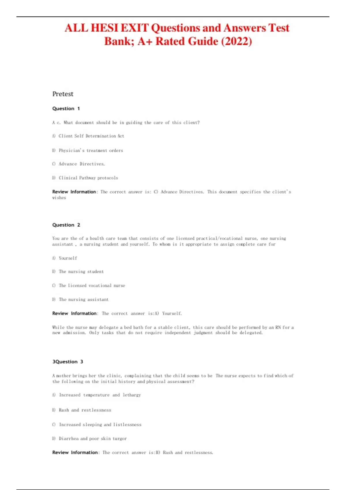 All HESI Exit Questions and Answers Test Bank – A Rated Guide - Hesi ...