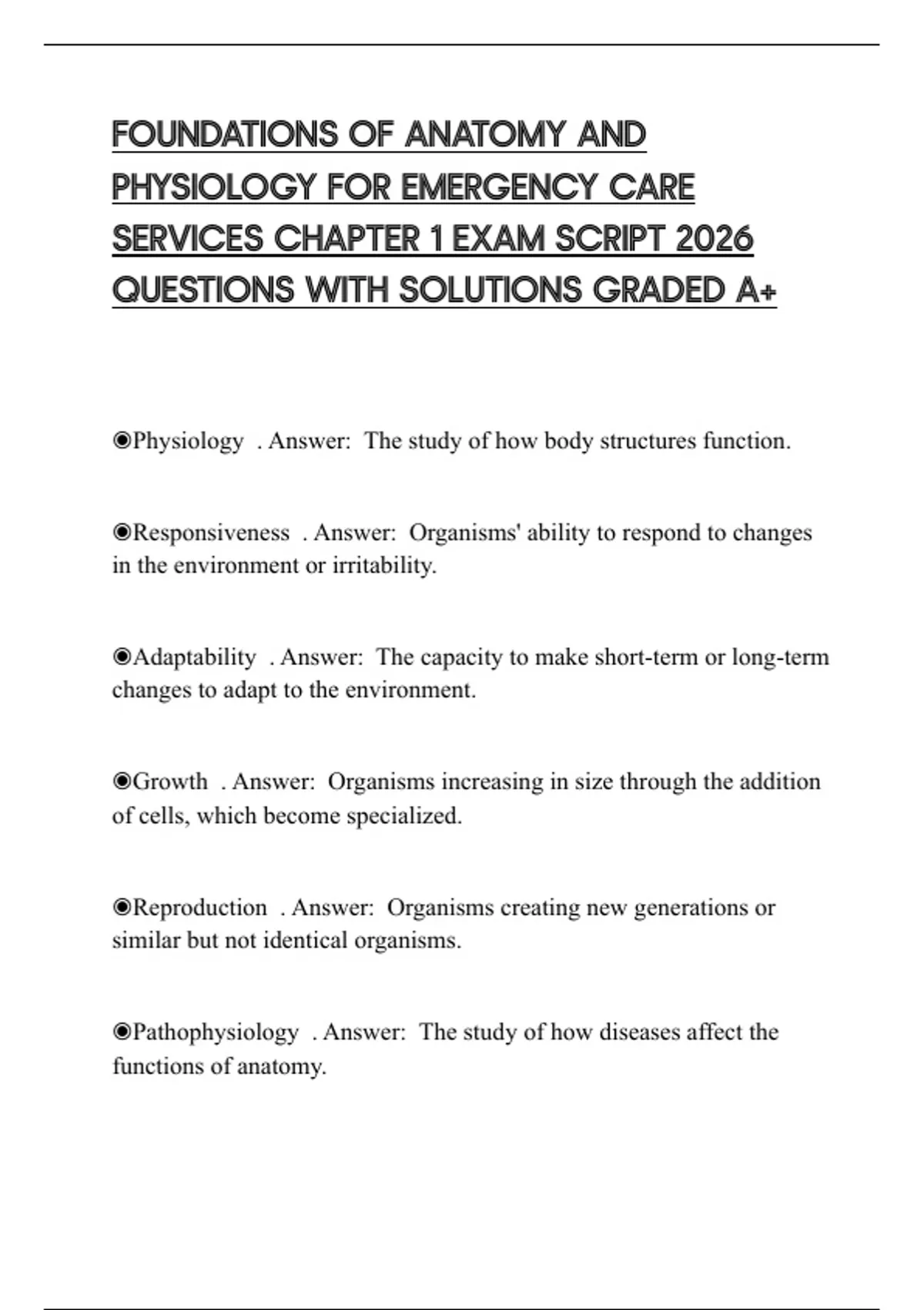 FOUNDATIONS OF ANATOMY AND PHYSIOLOGY FOR EMERGENCY CARE SERVICES ...