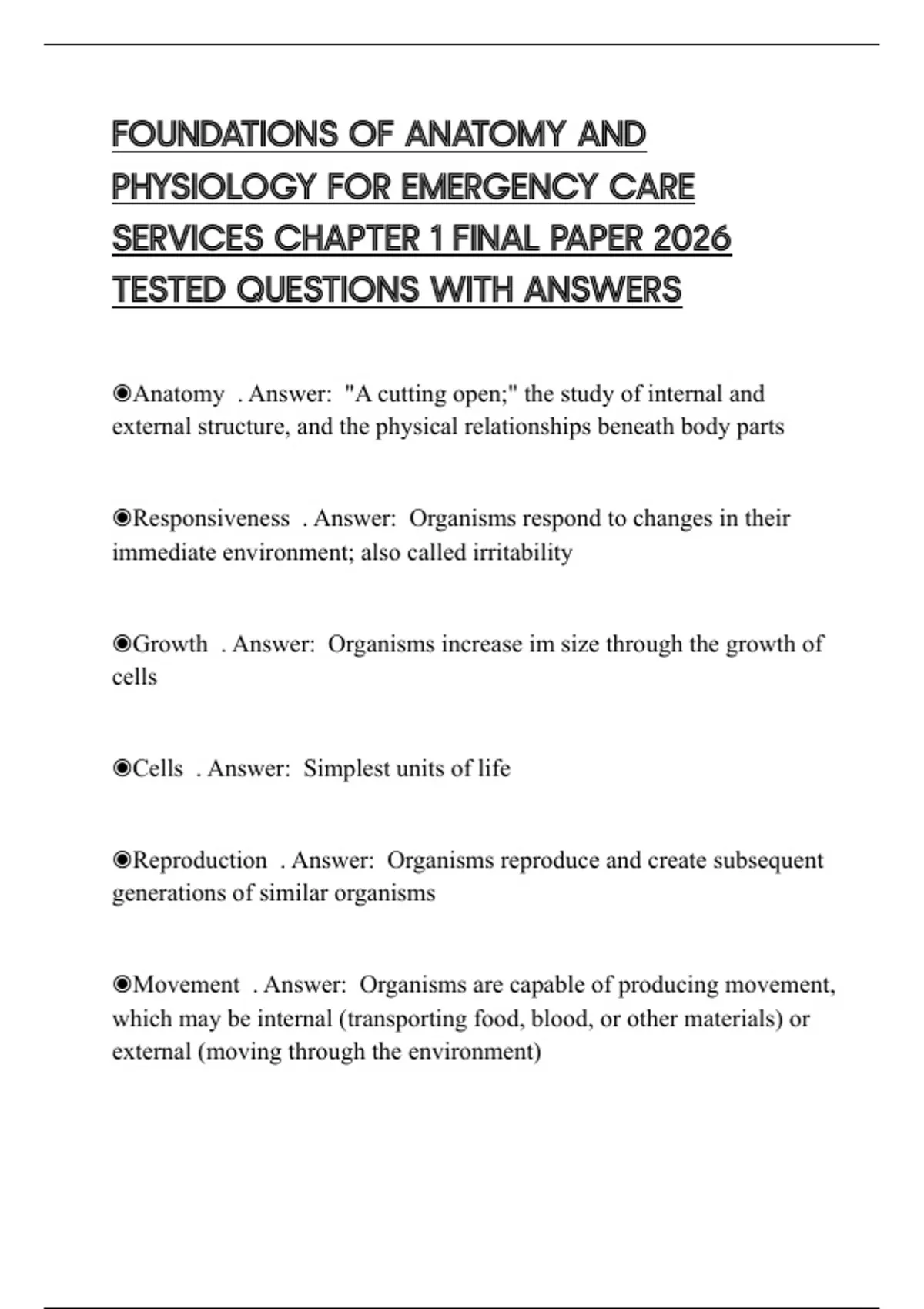 FOUNDATIONS OF ANATOMY AND PHYSIOLOGY FOR EMERGENCY CARE SERVICES ...