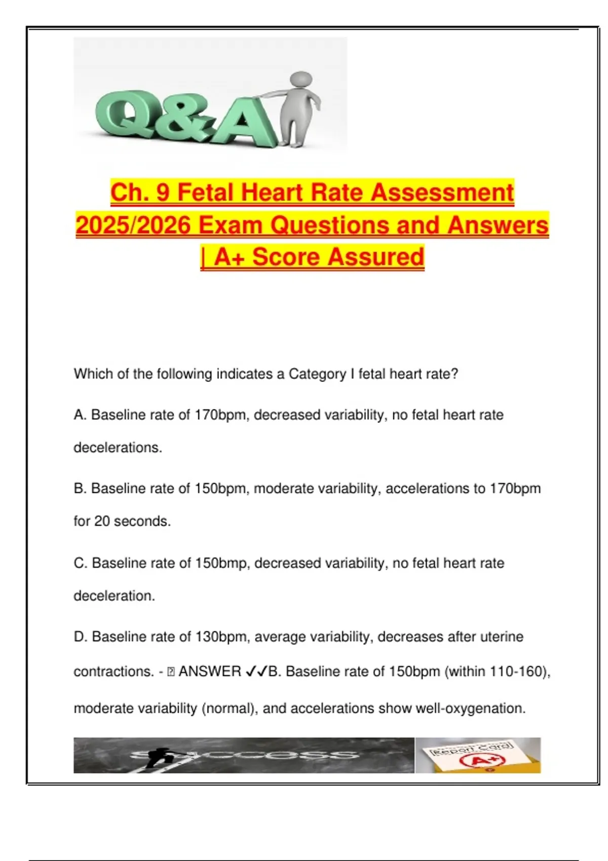 Fetal Heart Rate Assessment – Chapter 9 (2025/2026) | 40 Questions with ...