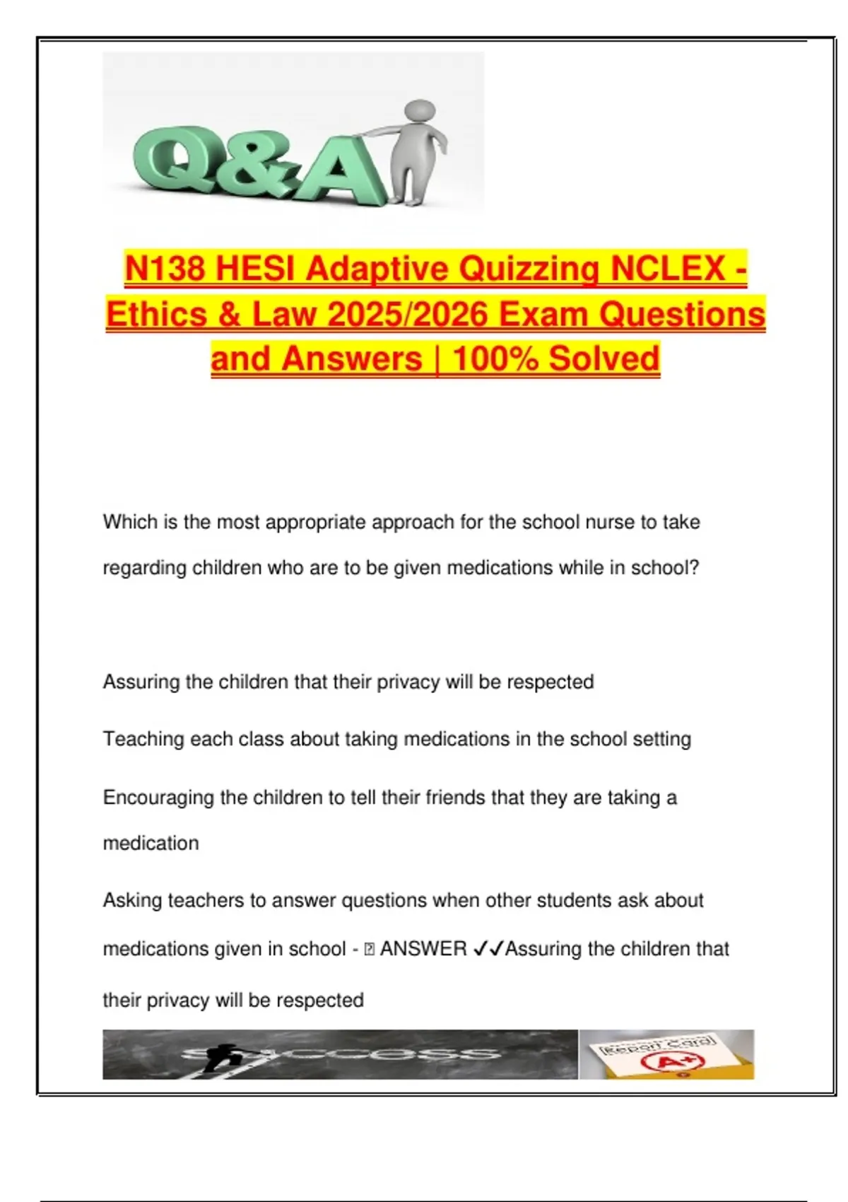 N138 HESI Adaptive Quizzing – NCLEX Ethics & Law (Fully Solved, 2025/ ...