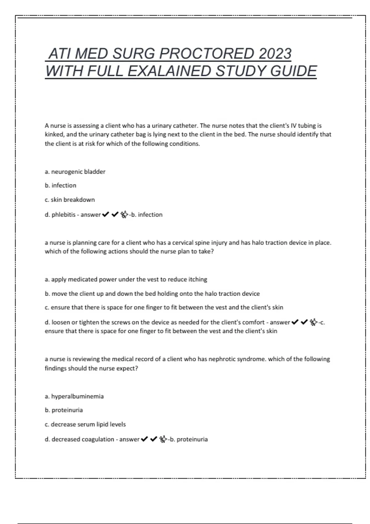 ATI Med-Surg Proctored Exam 2023 | Fully Explained Study Guide with ...