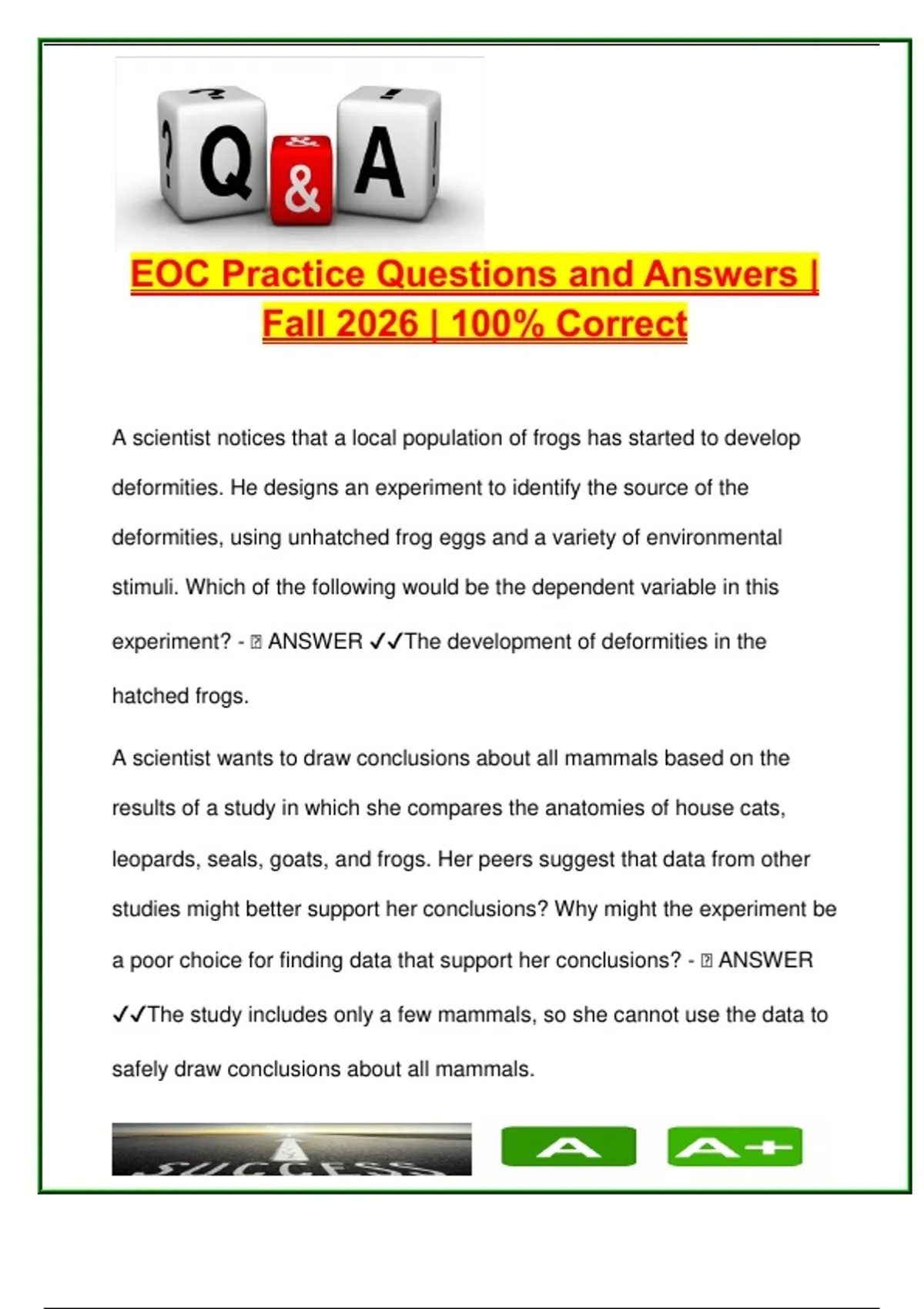Biology EOC | 60 Practice Questions with Answers | Scientific Method ...