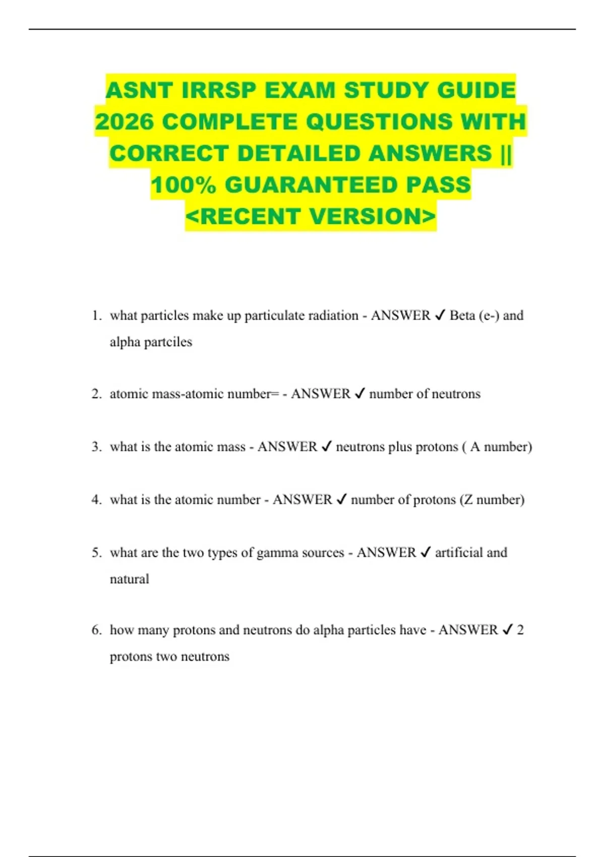 ASNT IRRSP EXAM STUDY GUIDE 2026 COMPLETE QUESTIONS WITH CORRECT ...