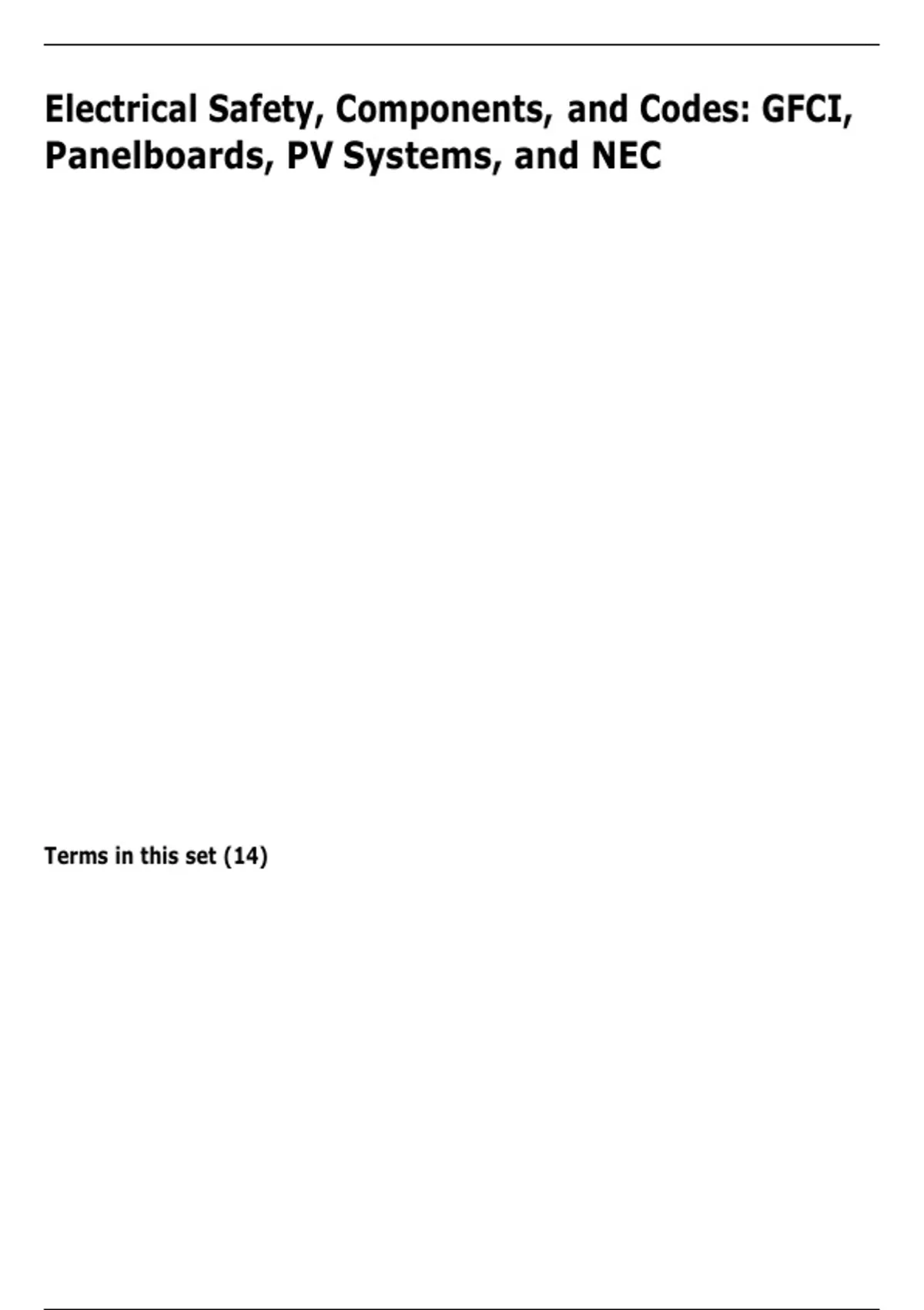 Electrical Safety, Components, and Codes: GFCI, Panelboards, PV Systems ...