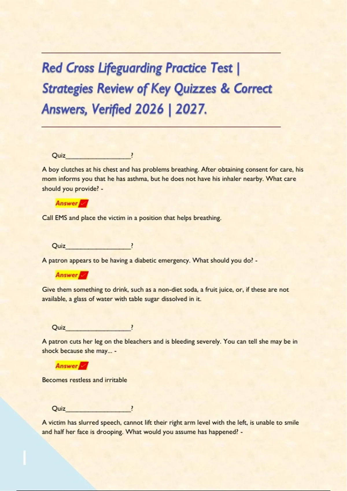 Red Cross Lifeguarding Practice Test | Strategies Review of Key Quizzes ...
