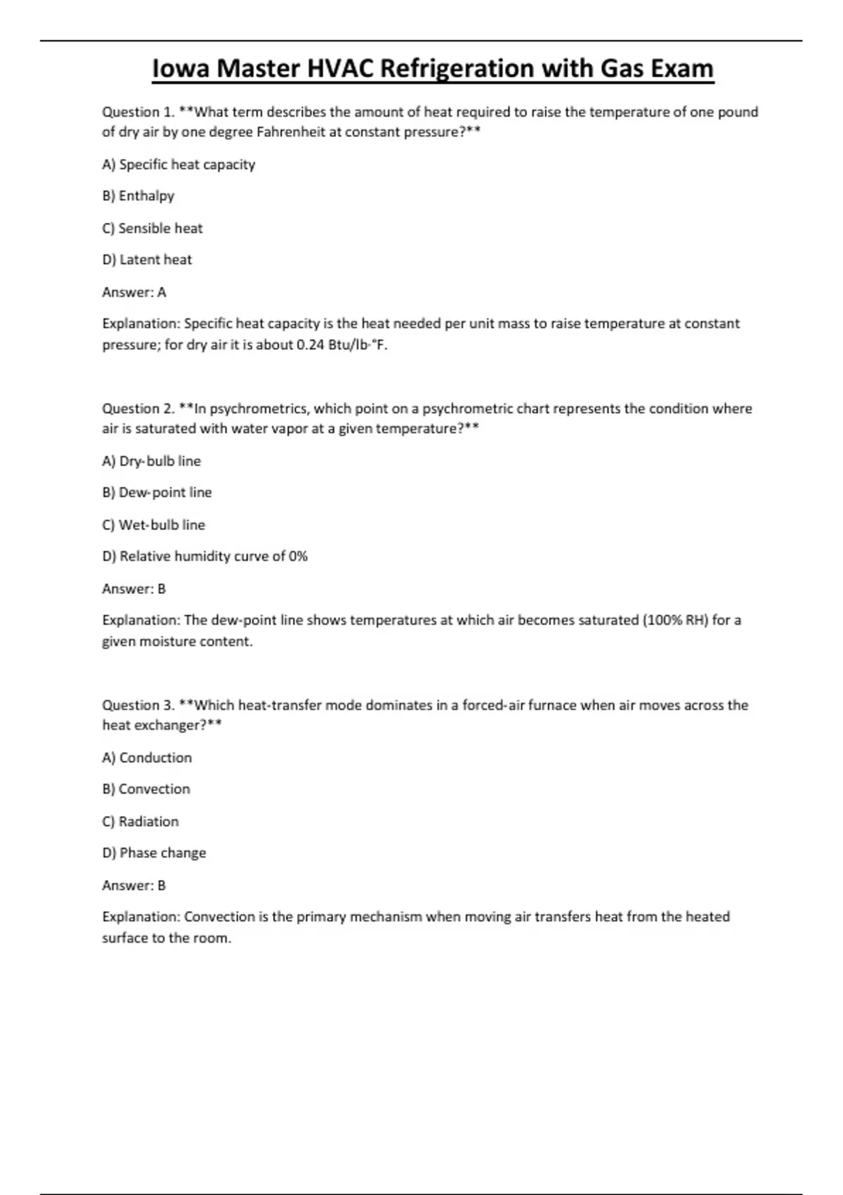 Iowa Master HVAC Refrigeration with Gas Exam - Computer - Stuvia US