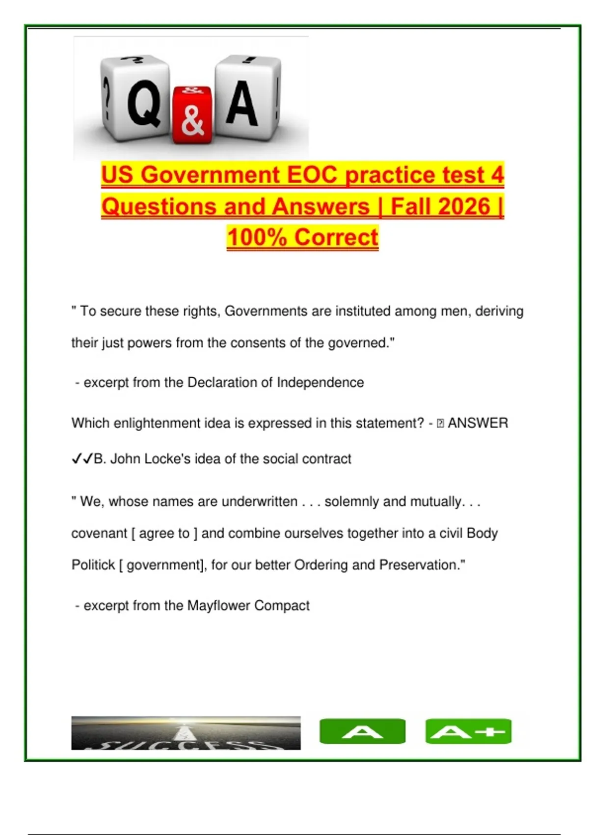 US Government EOC Practice Test (40 Questions) | American Civics ...