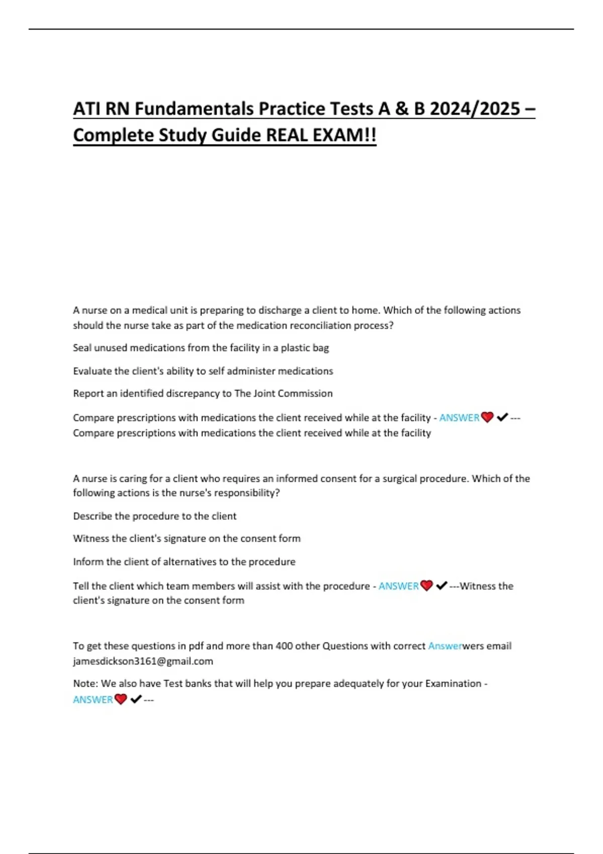 ATI RN Fundamentals Practice Tests A & B 2024/2025 – Complete Study ...