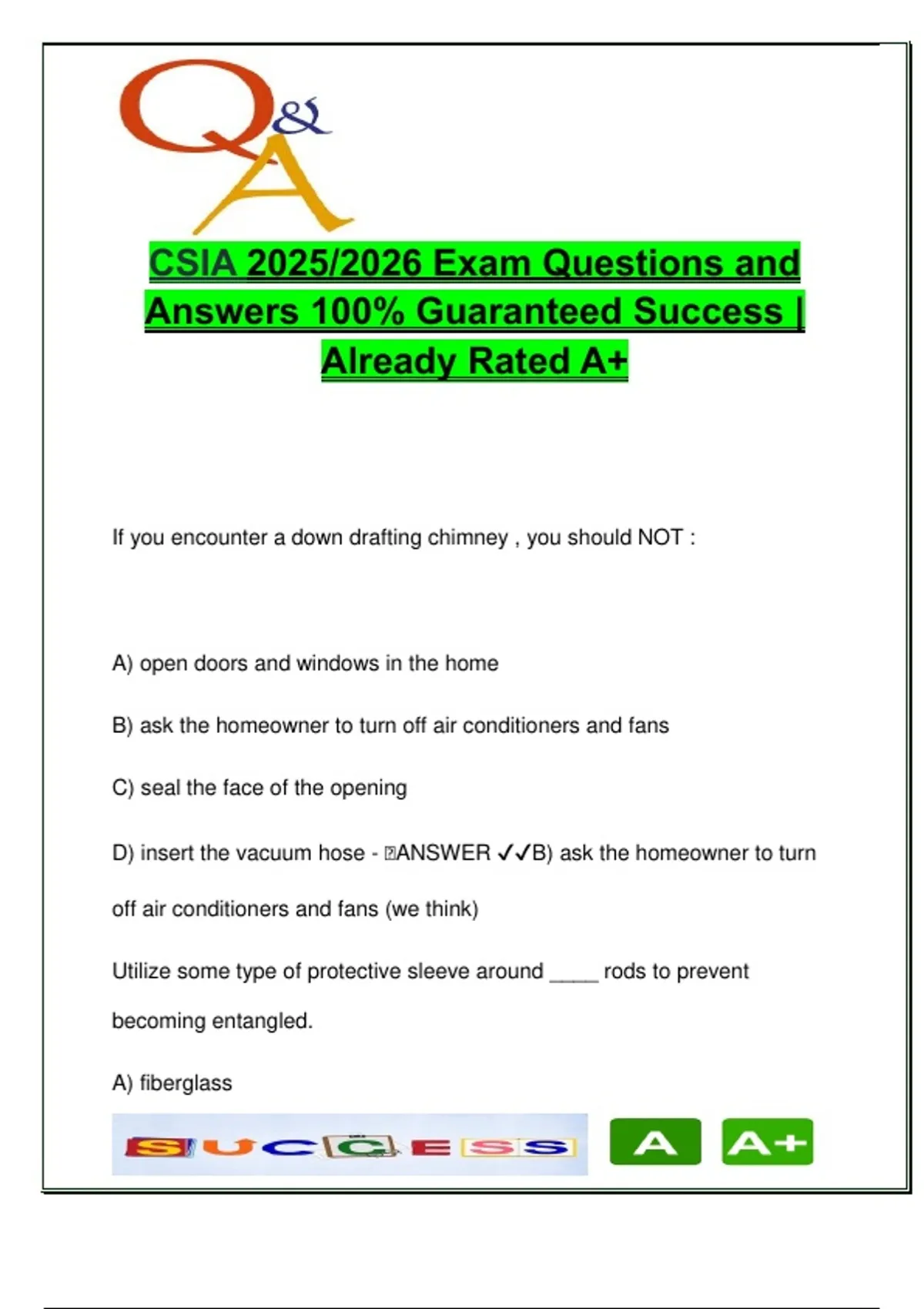 CSIA 2025/2026 – 110 Verified Exam Questions and Answers for Chimney ...