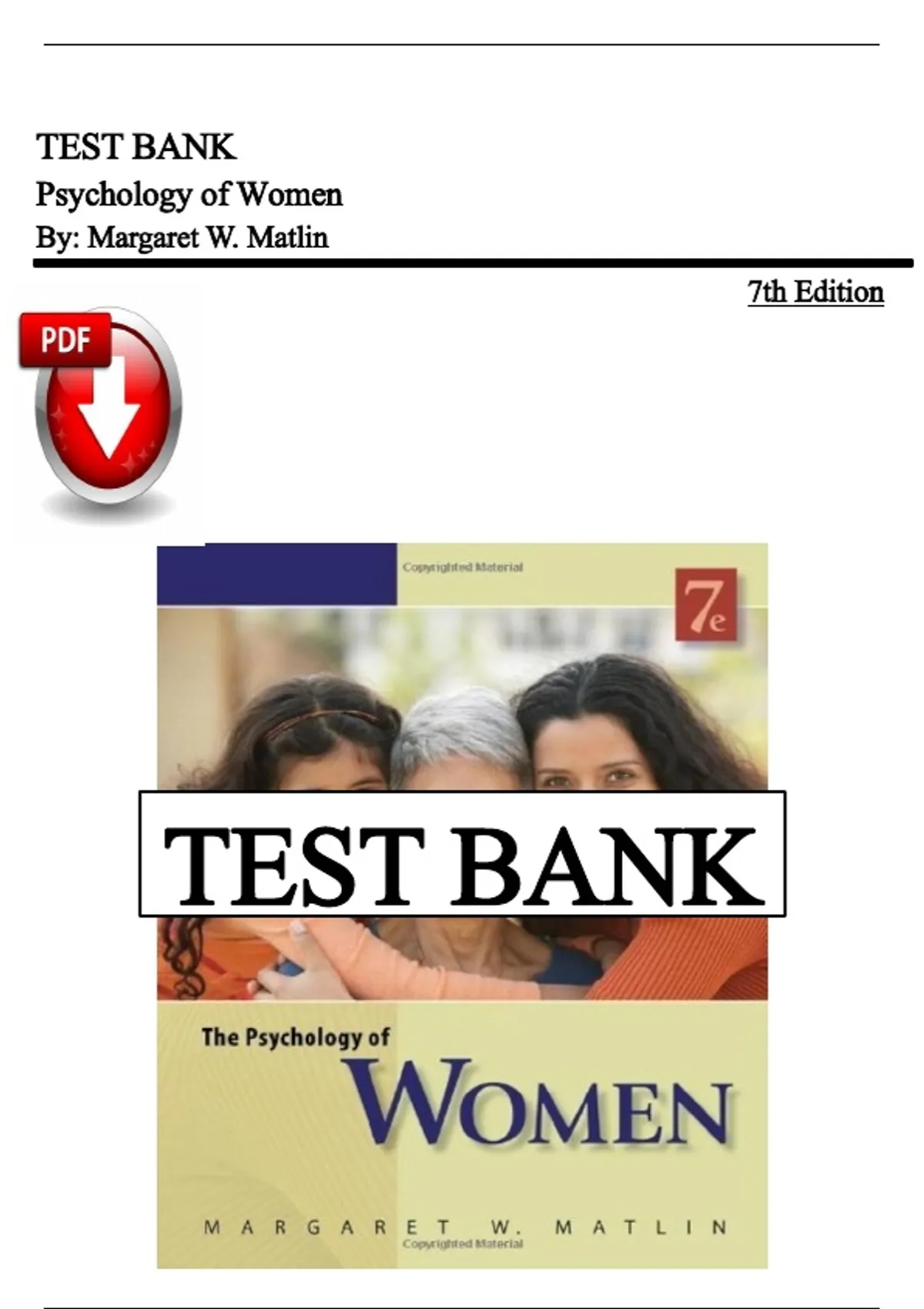 Test Bank – The Psychology of Women, 7th Edition by Margaret W. Matlin ...