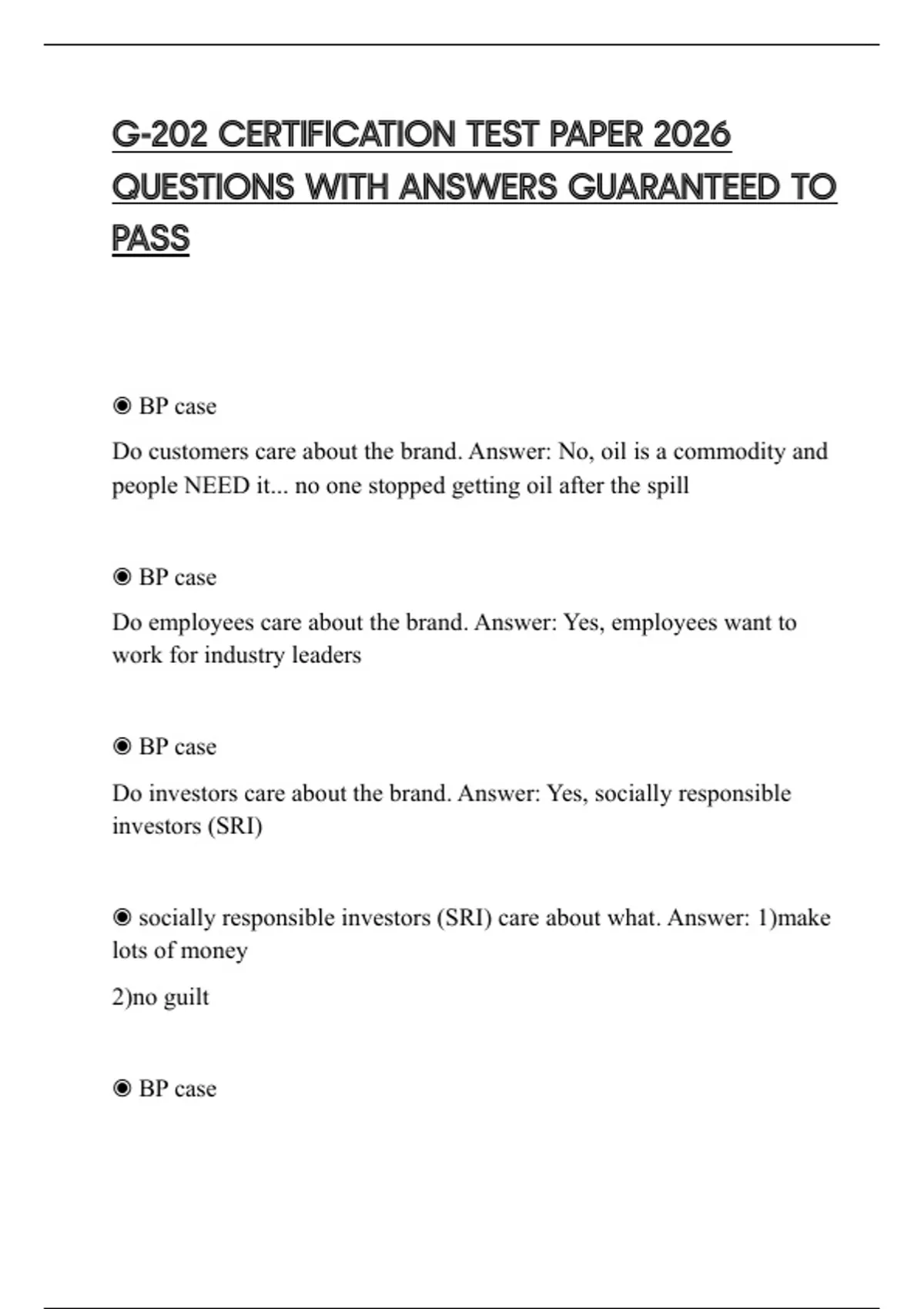 G-202 CERTIFICATION TEST PAPER 2026 QUESTIONS WITH ANSWERS GUARANTEED ...