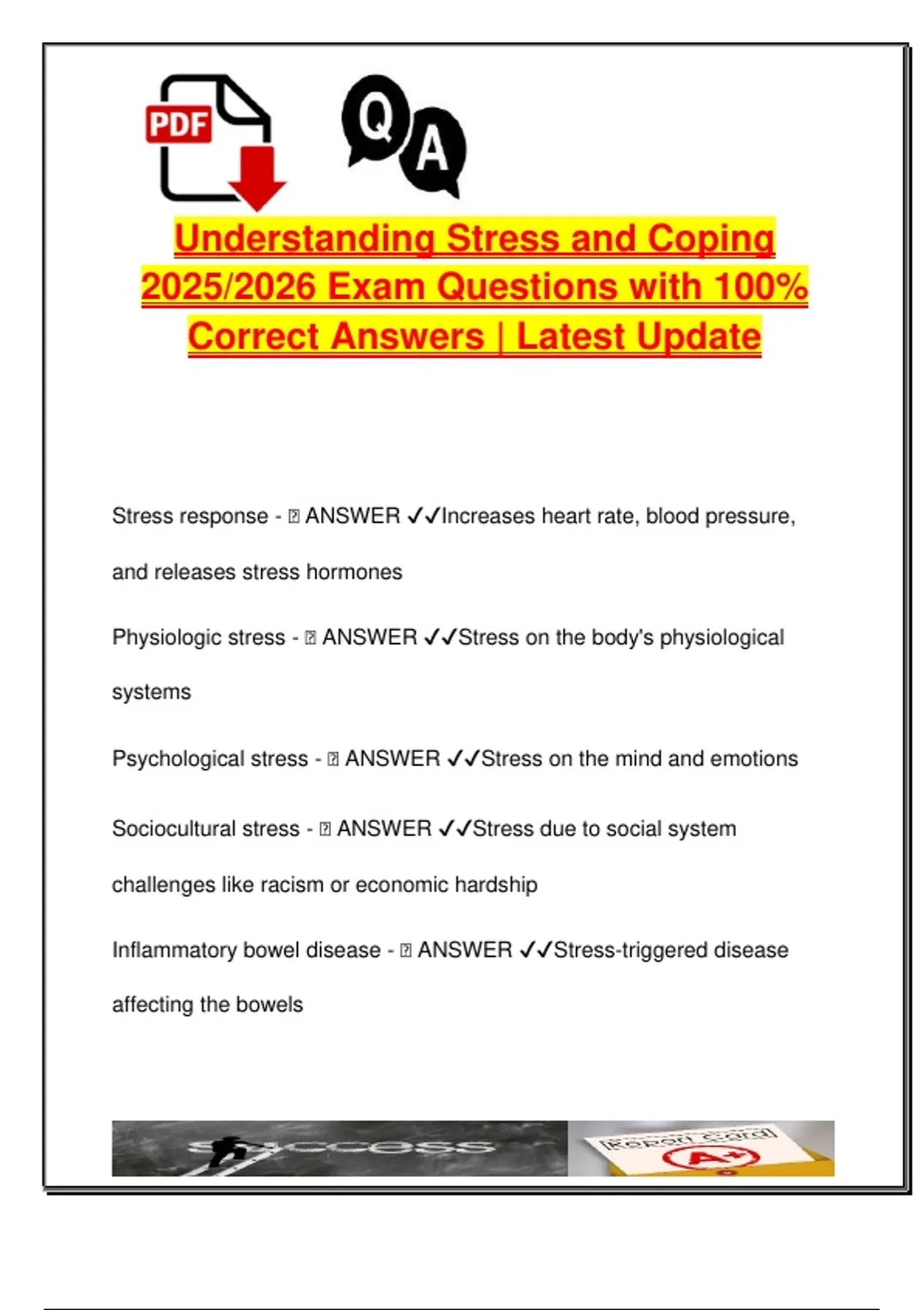 Understanding Stress & Coping | NCLEX Q&A Guide (100% Correct Answers ...