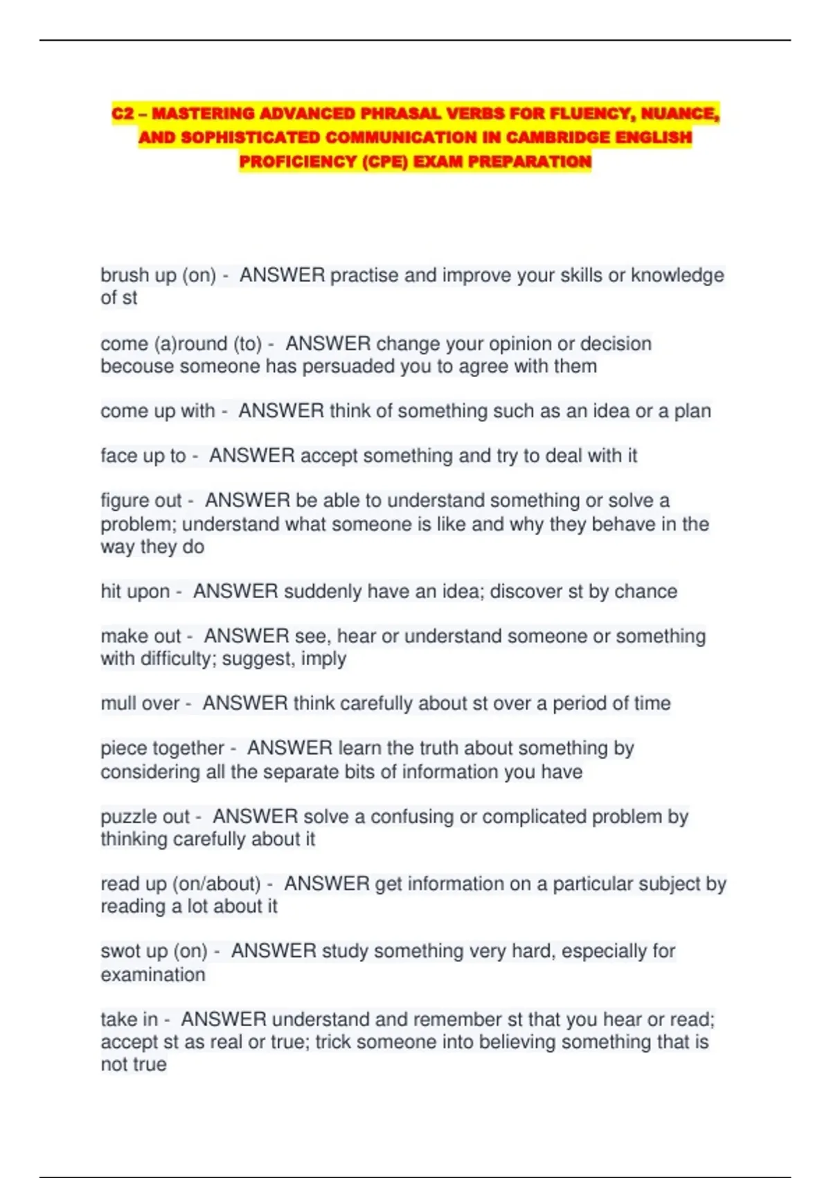 C2 – MASTERING ADVANCED PHRASAL VERBS FOR FLUENCY, NUANCE, AND ...