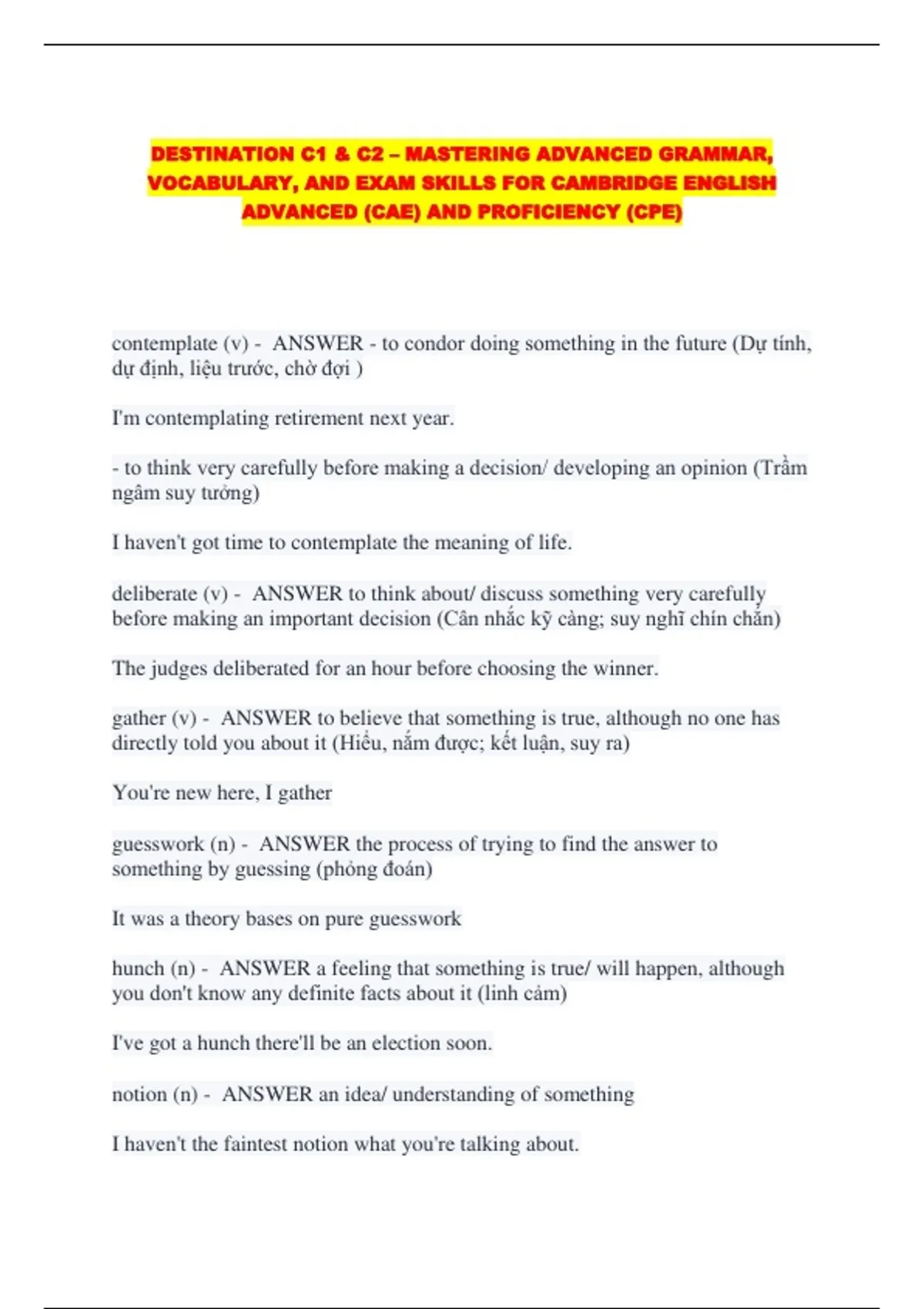 DESTINATION C1 & C2 – MASTERING ADVANCED GRAMMAR, VOCABULARY, AND EXAM ...