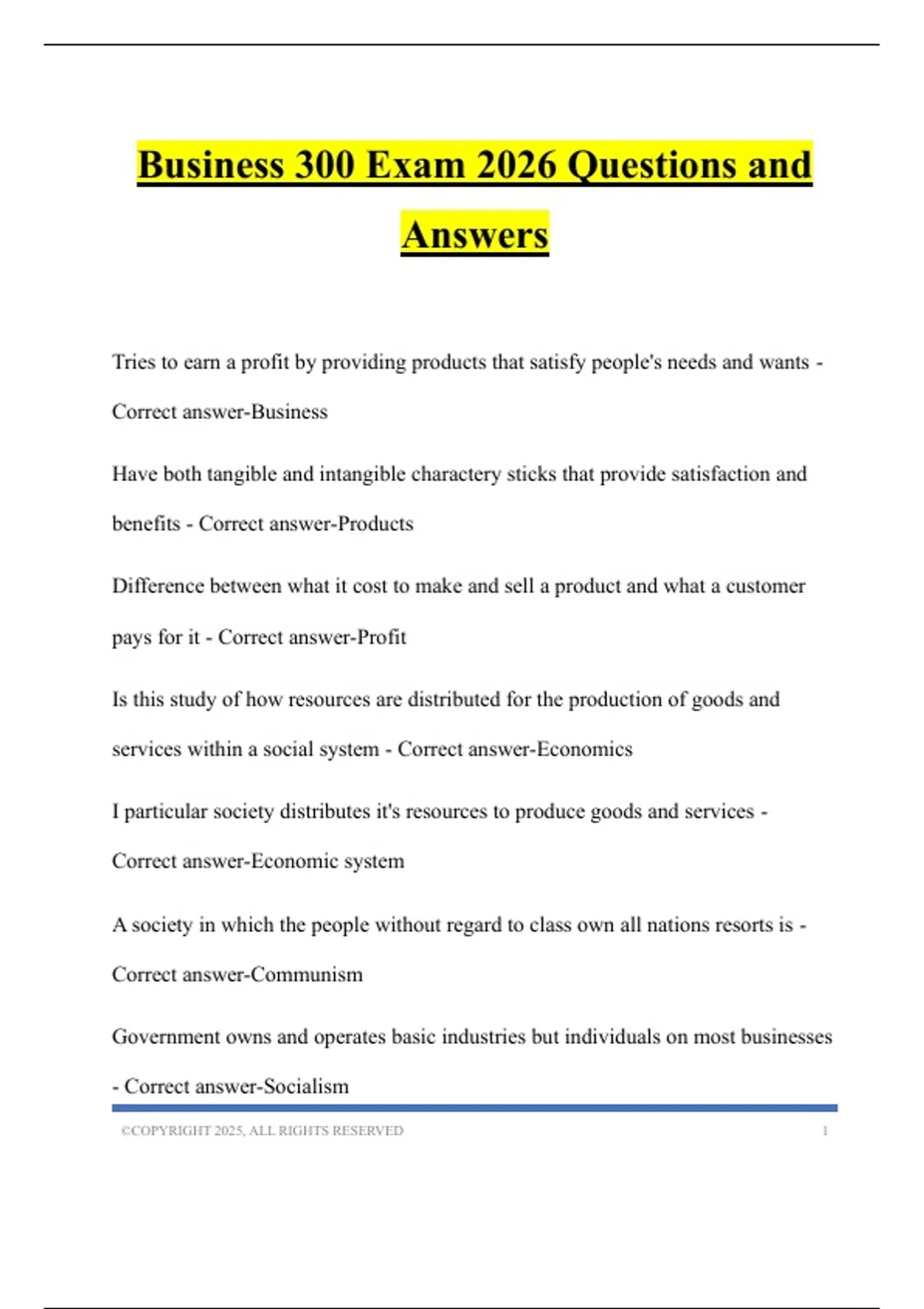 Business 300 Exam 2026 Questions and Answers - Business 300 - Stuvia US