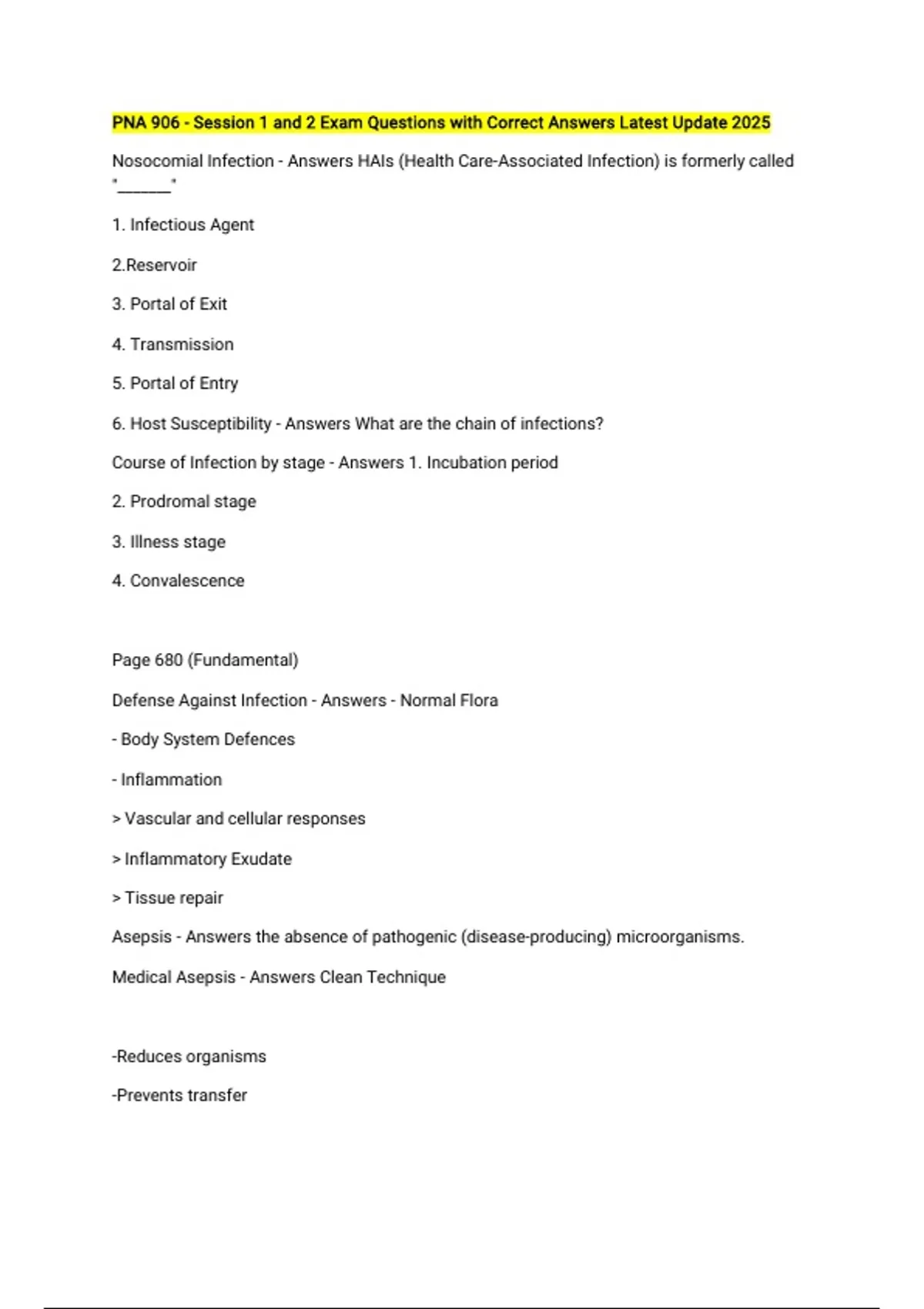 PNA 906 - Session 1 and 2 Exam Questions with Correct Answers Latest ...