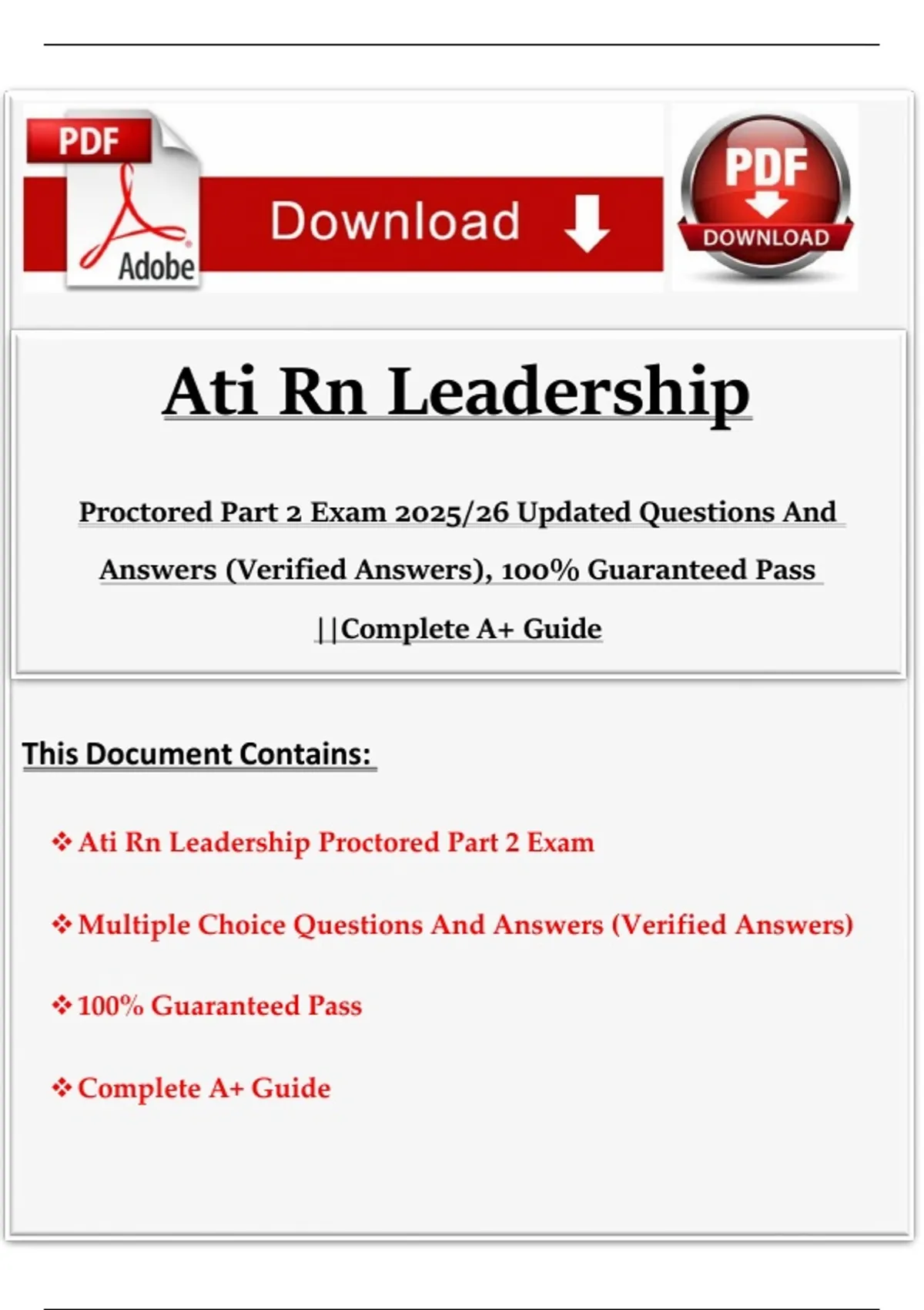 Ati Rn Leadership Proctored Part 2 Exam 2025/26 Updated Questions And ...